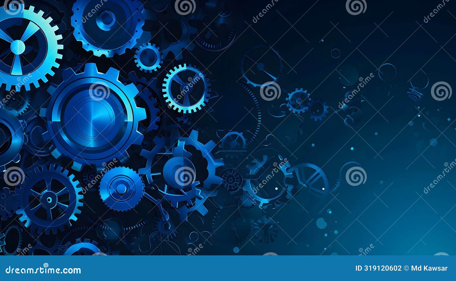 Abstract Blue Background with Gears and Cogs Vector Illustration - AI ...