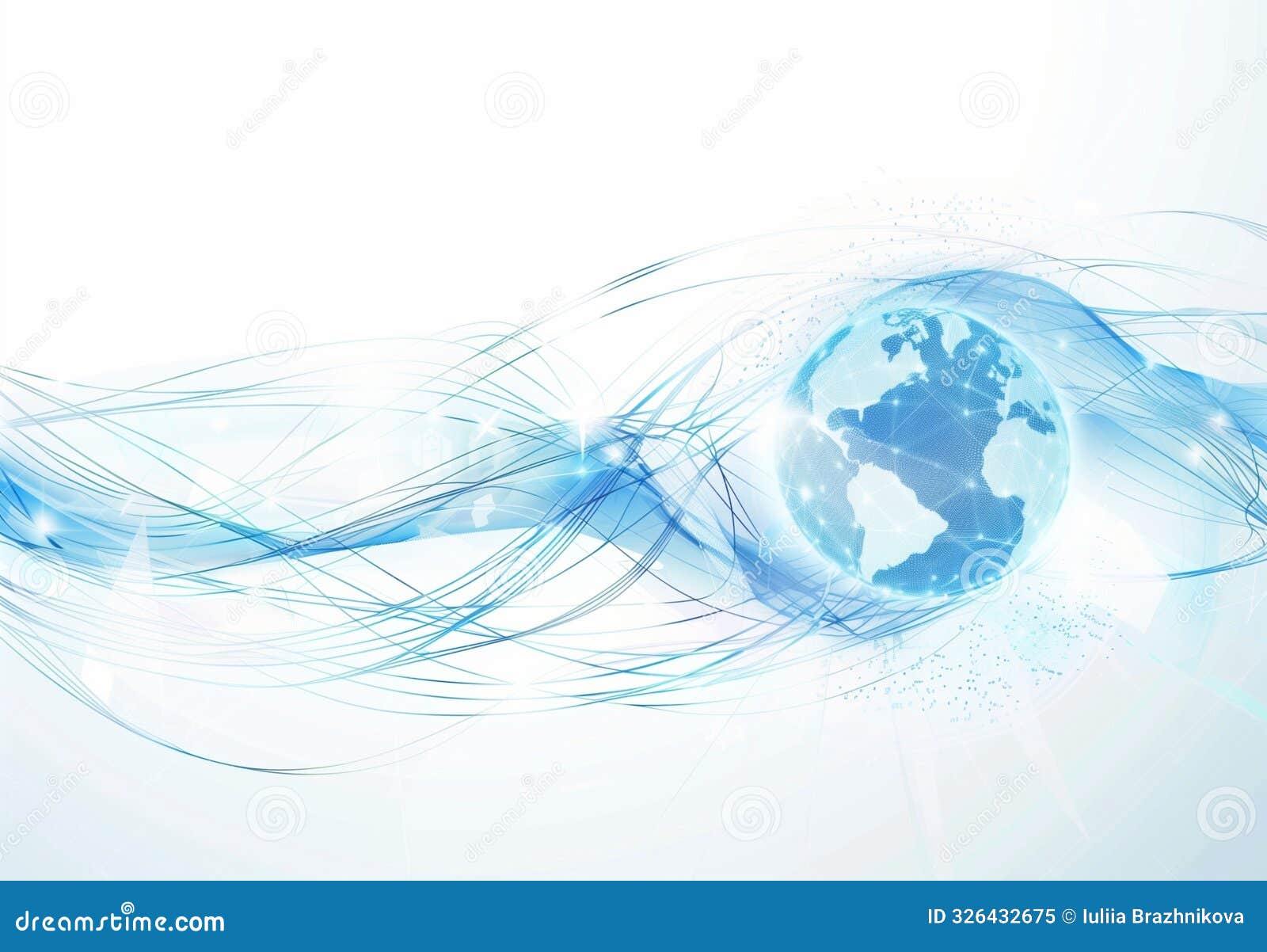 Abstract Blue Background with Globe and Light Lines, Illustration for ...