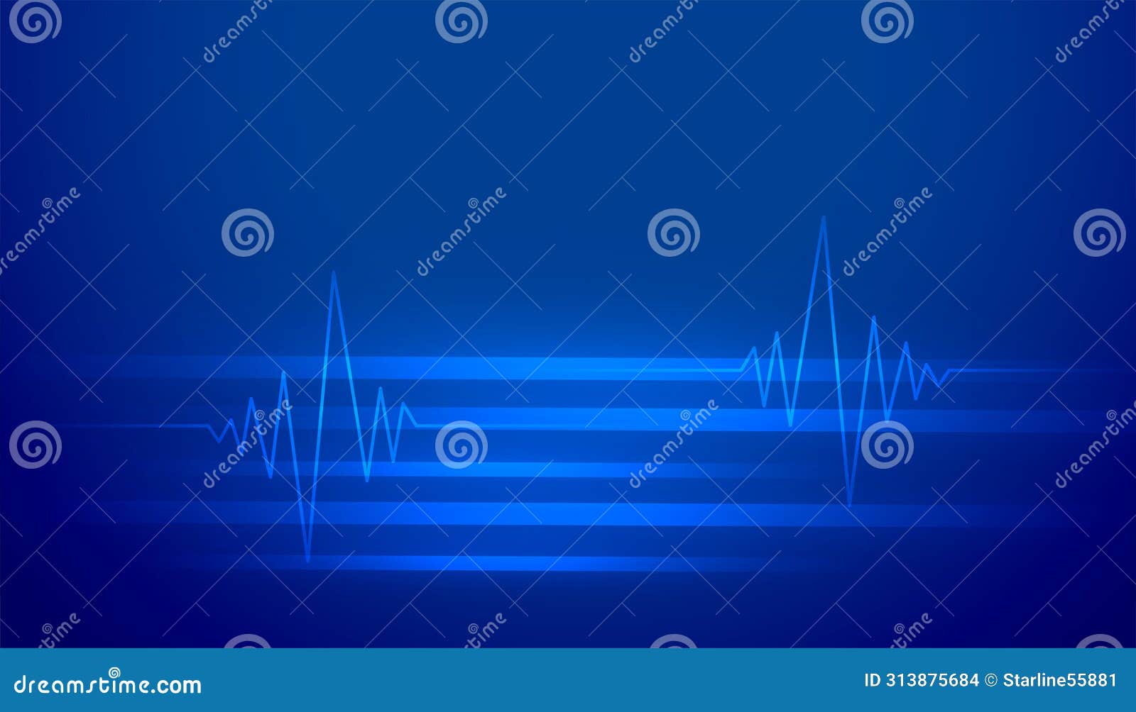 Abstract Blue Background with Glowing Heartbeat Lines Stock Vector ...