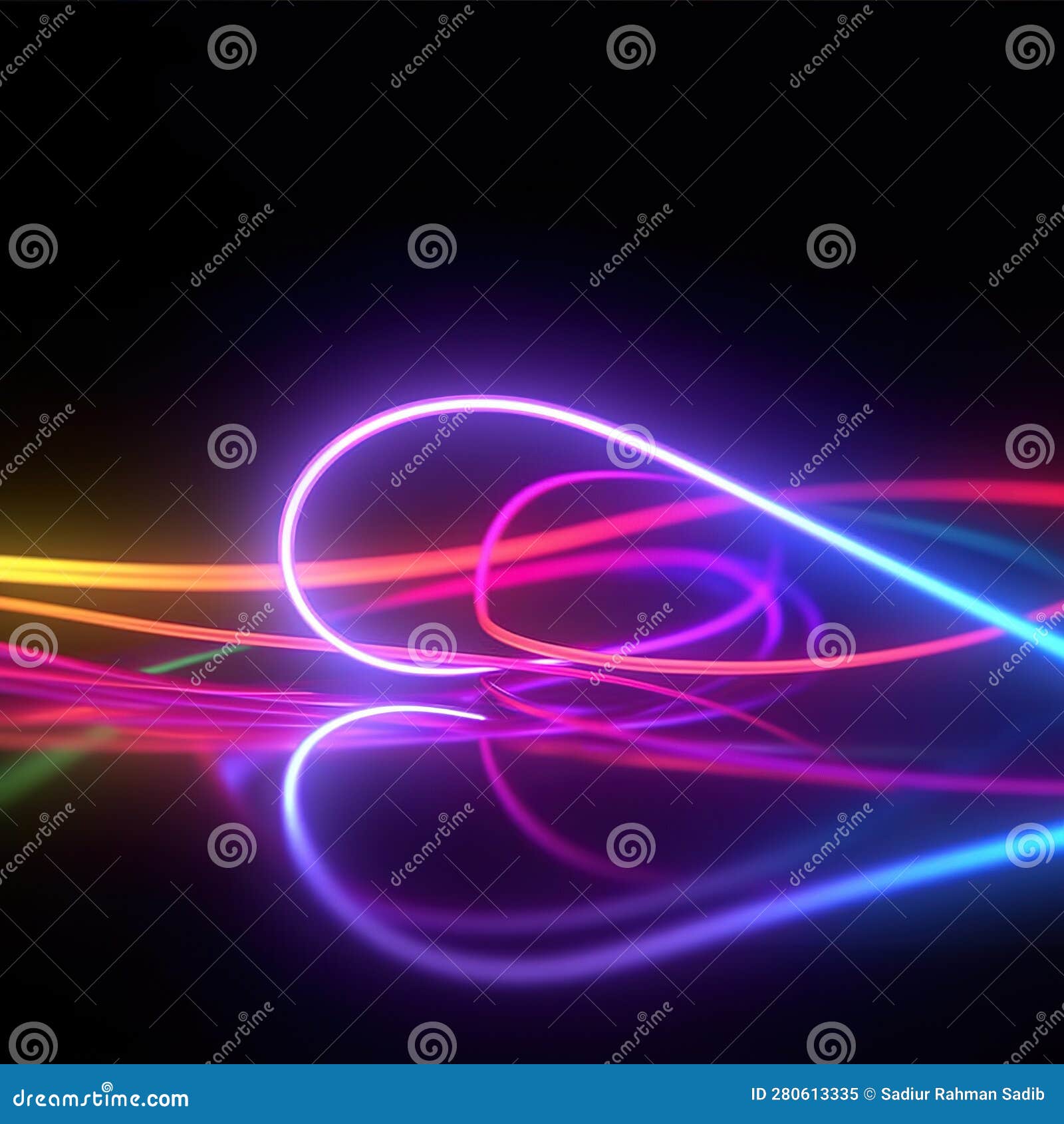 Abstract Blue Background with Glowing Lines. Colorful Neon Light ...