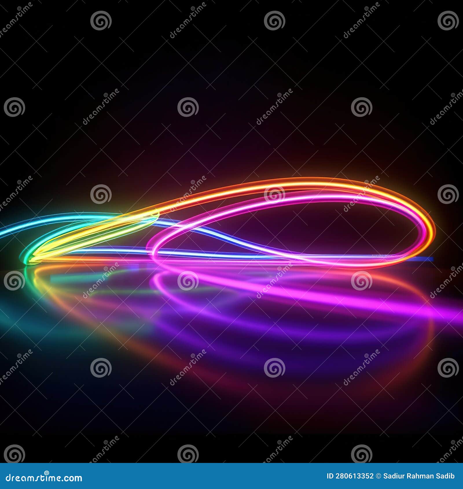 Abstract Blue Background with Glowing Lines. Colorful Neon Light ...