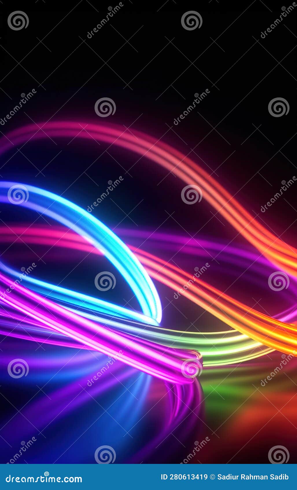 Abstract Blue Background with Glowing Lines. Colorful Neon Light ...