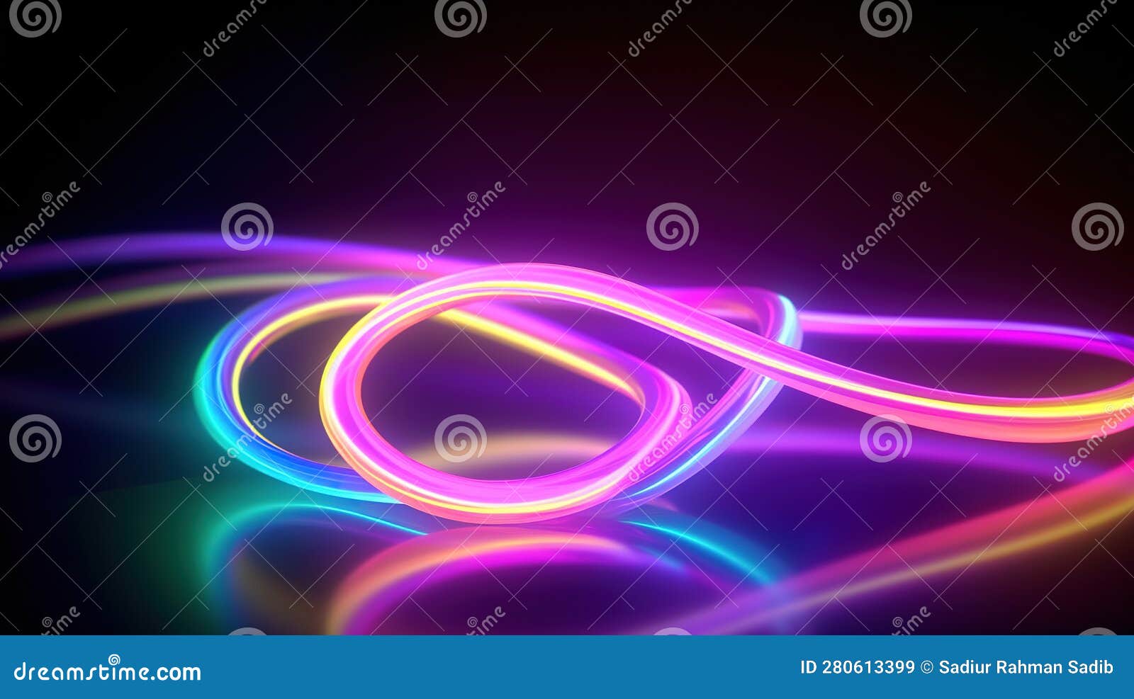 Abstract Blue Background with Glowing Lines. Colorful Neon Light ...