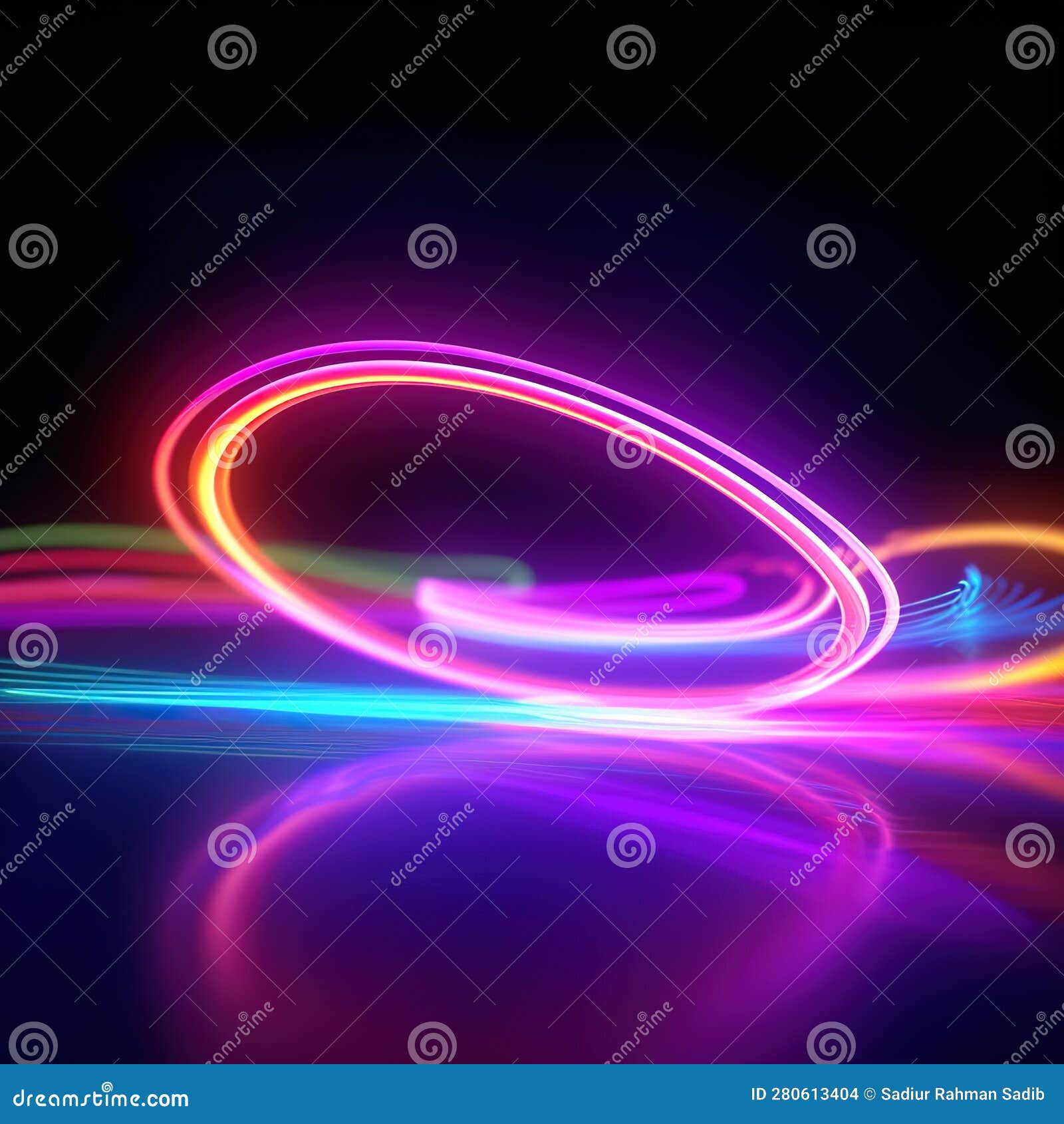 Abstract Blue Background with Glowing Lines. Colorful Neon Light ...