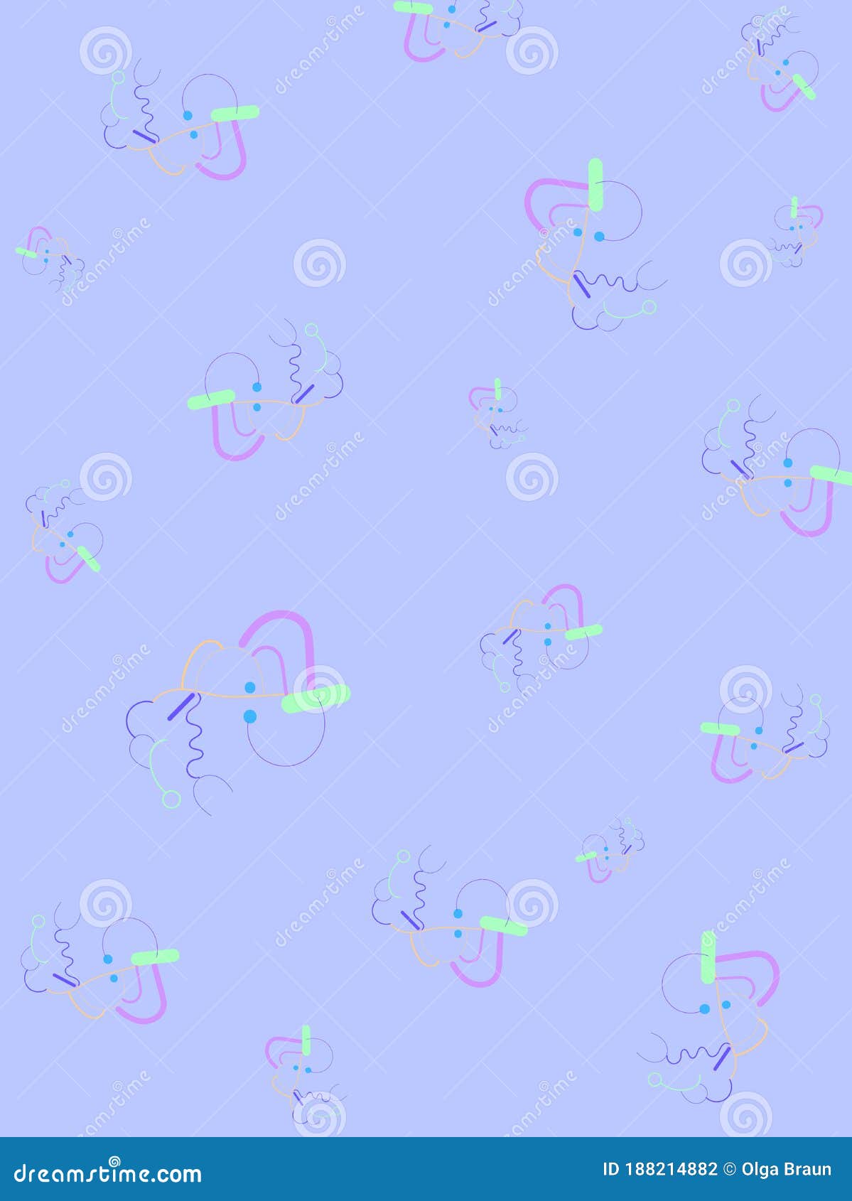 Abstract Blue Background with an Incomprehensible Pattern of Bright ...