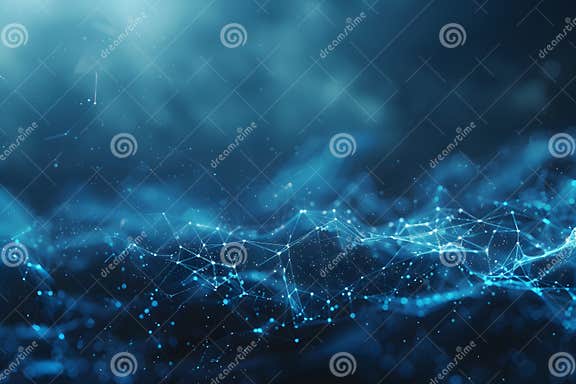 Abstract Blue Background with Interconnected Cyber Network Nodes Stock ...