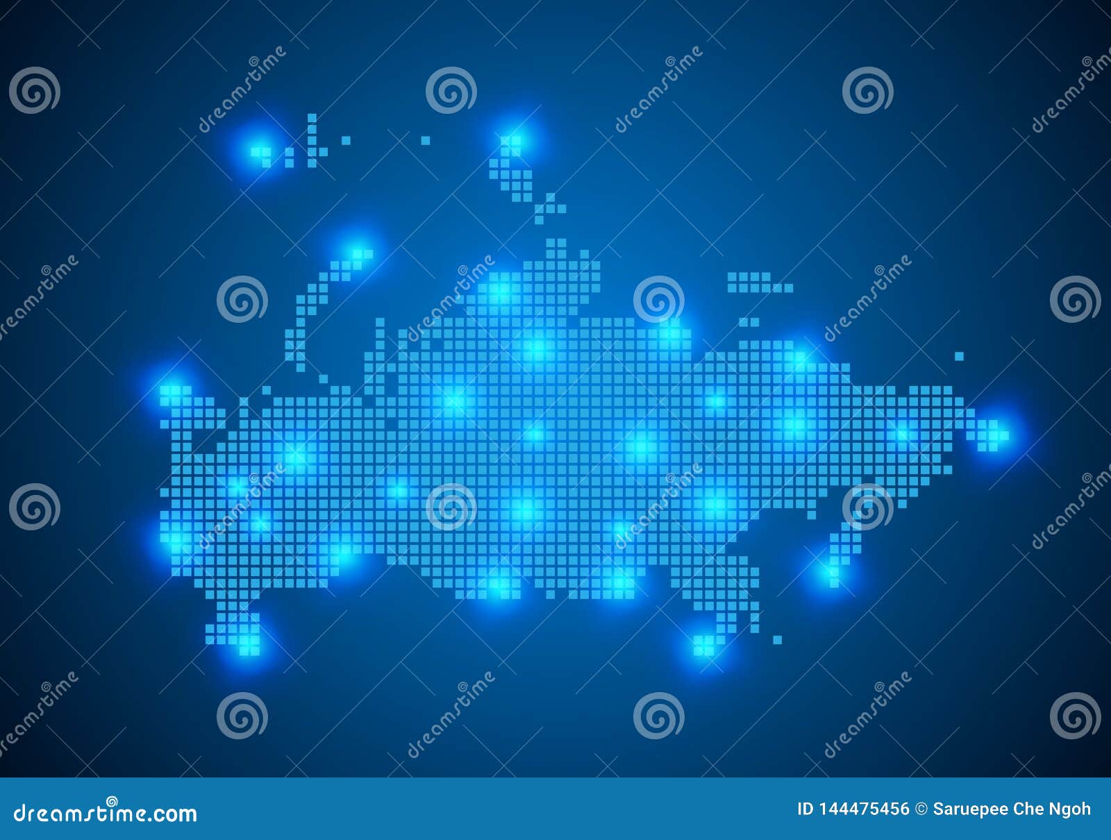 Abstract Blue Background with Map, Internet Line, Connected Points. Map ...