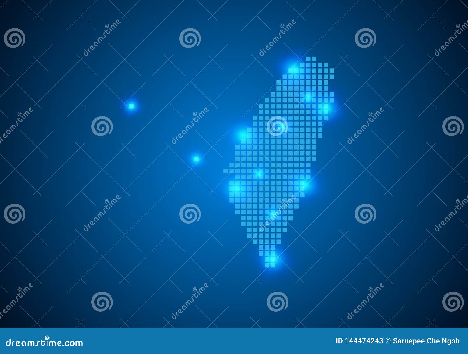 Abstract Blue Background With Map Internet Line Connected Points Map