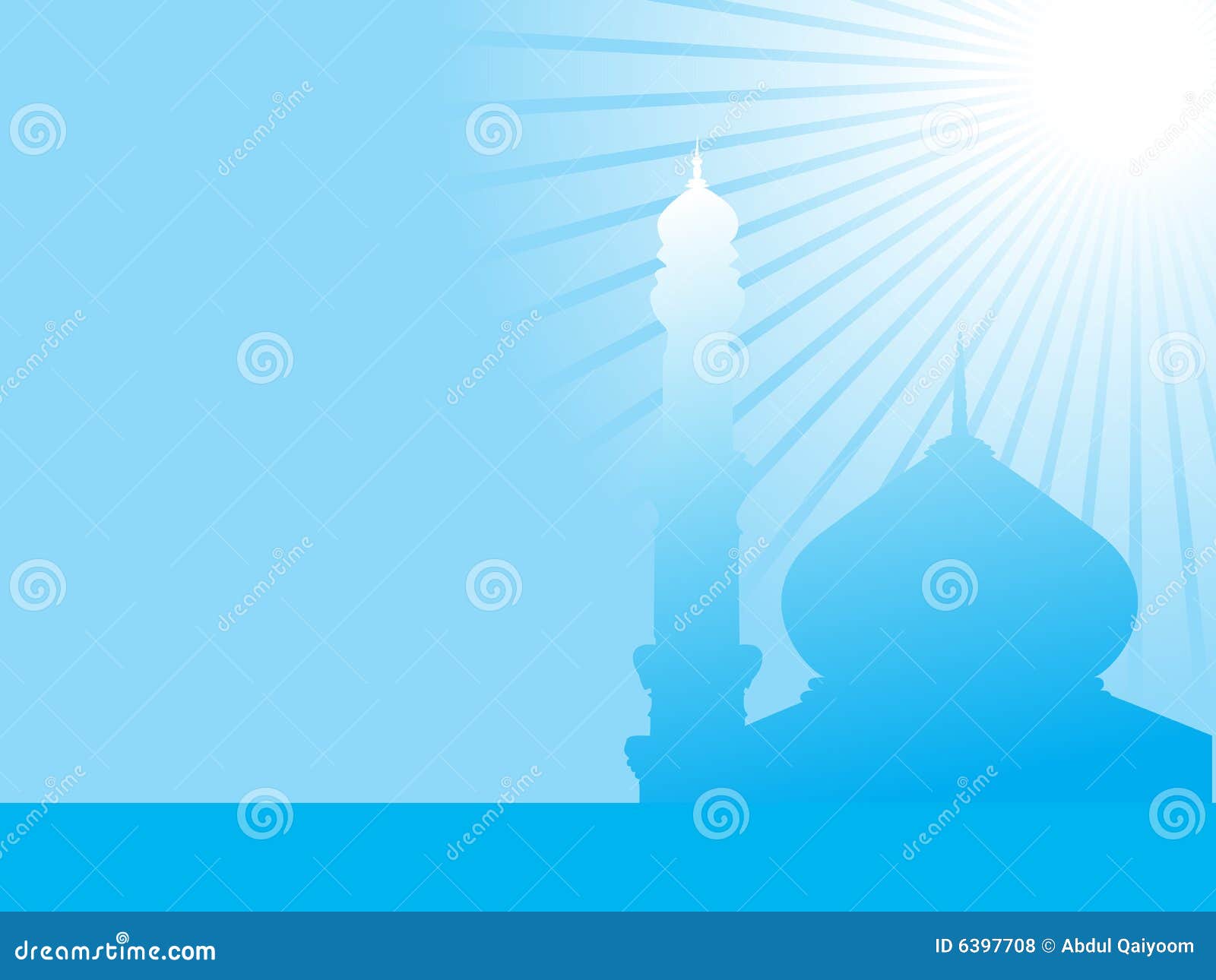 Abstract Blue Background with Mosques Stock Illustration - Illustration ...