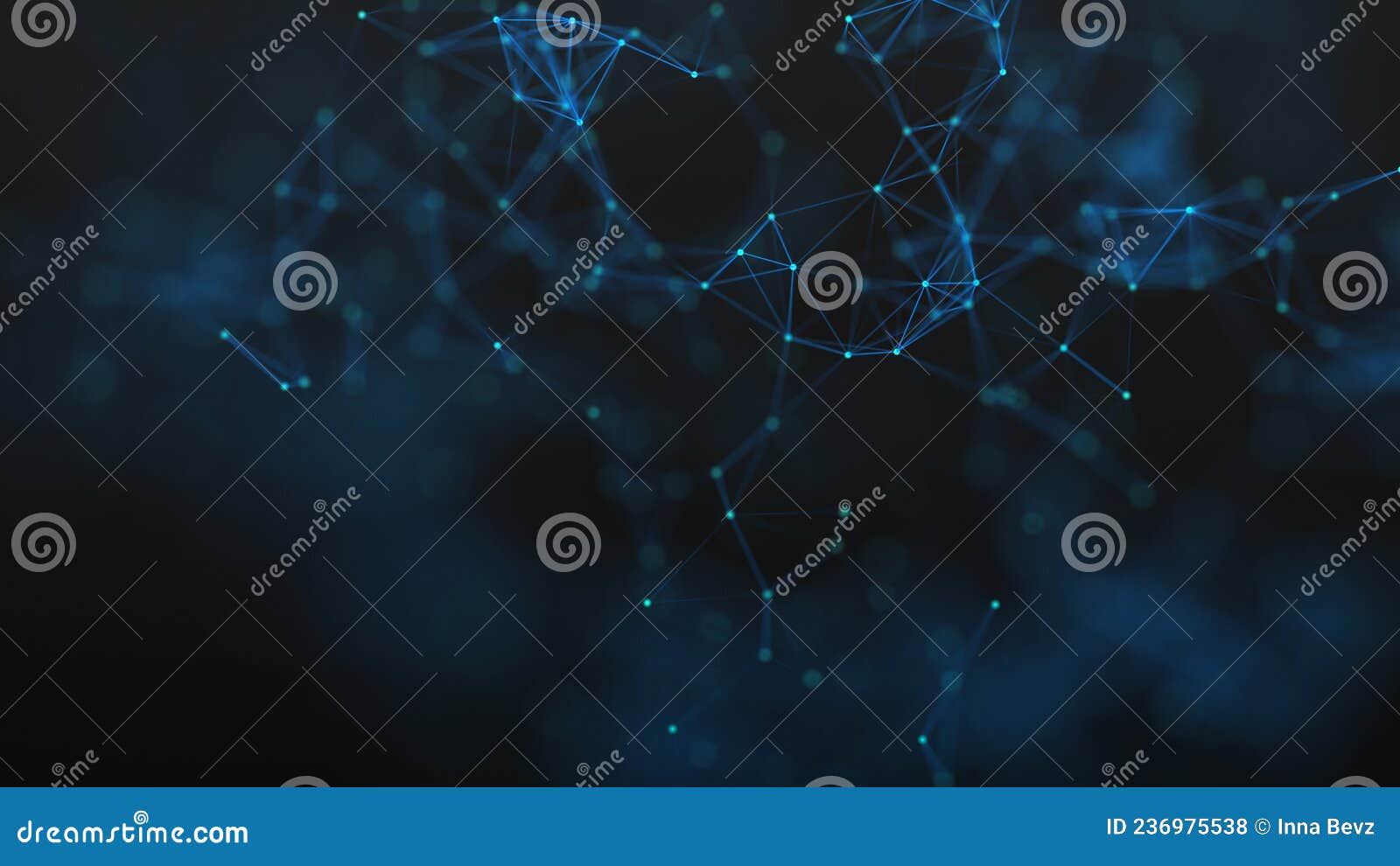 Abstract Blue Background with Moving Dots and Lines. the Structure of ...