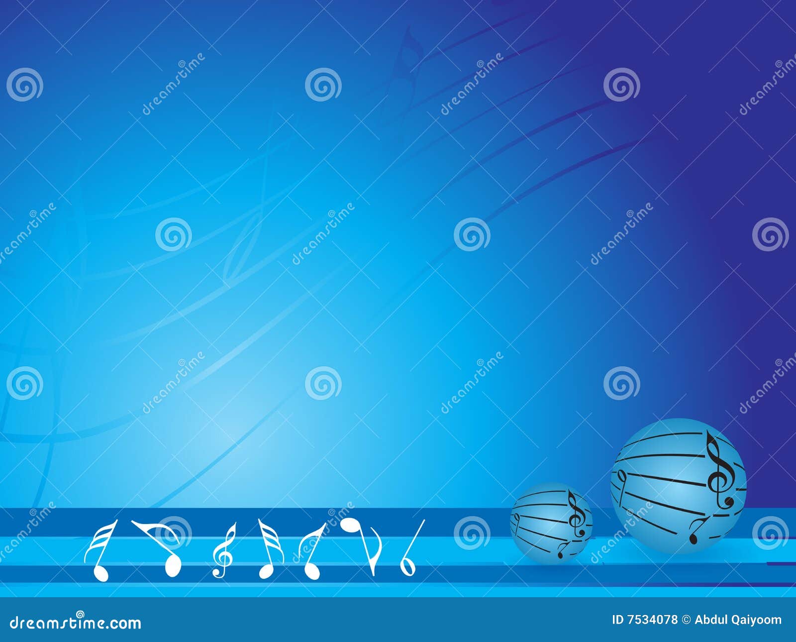 Abstract Blue Background with Musical Notes Stock Illustration ...