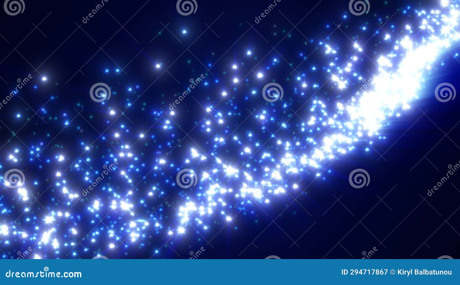 Abstract Blue Background of Small Bright Glowing Particles of Energy ...