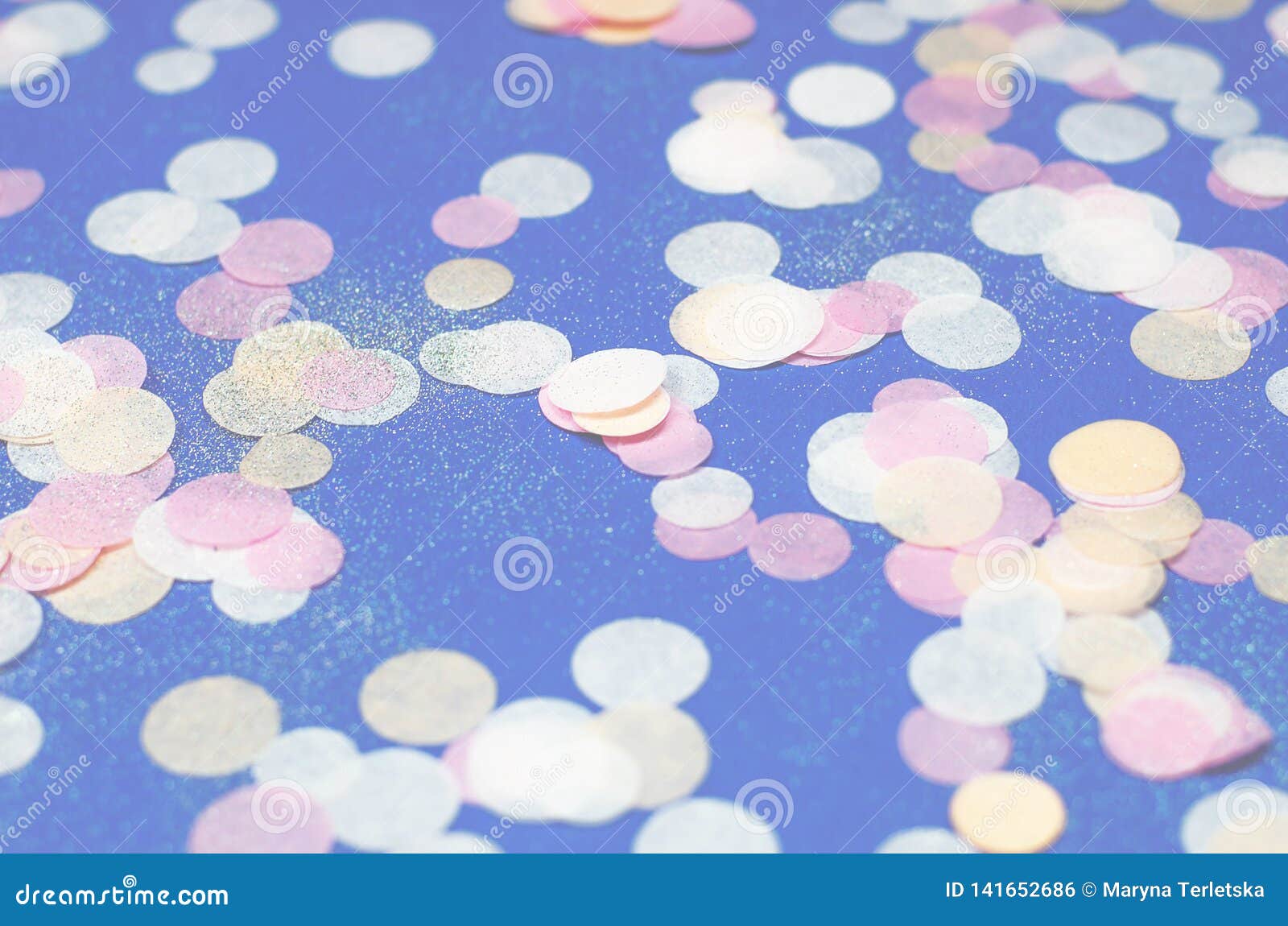 Abstract Blue Background with Sparkles and Round Confetti Stock Photo ...