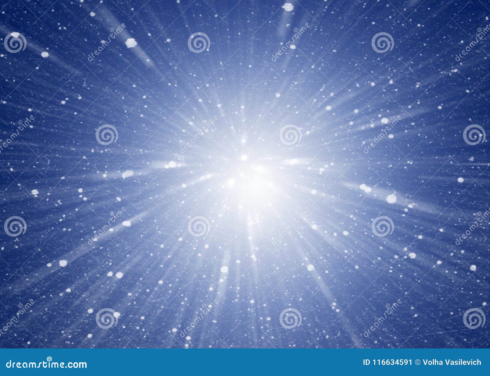 Abstract Blue Background with Stars Collecting in the Middle. Cosmic ...
