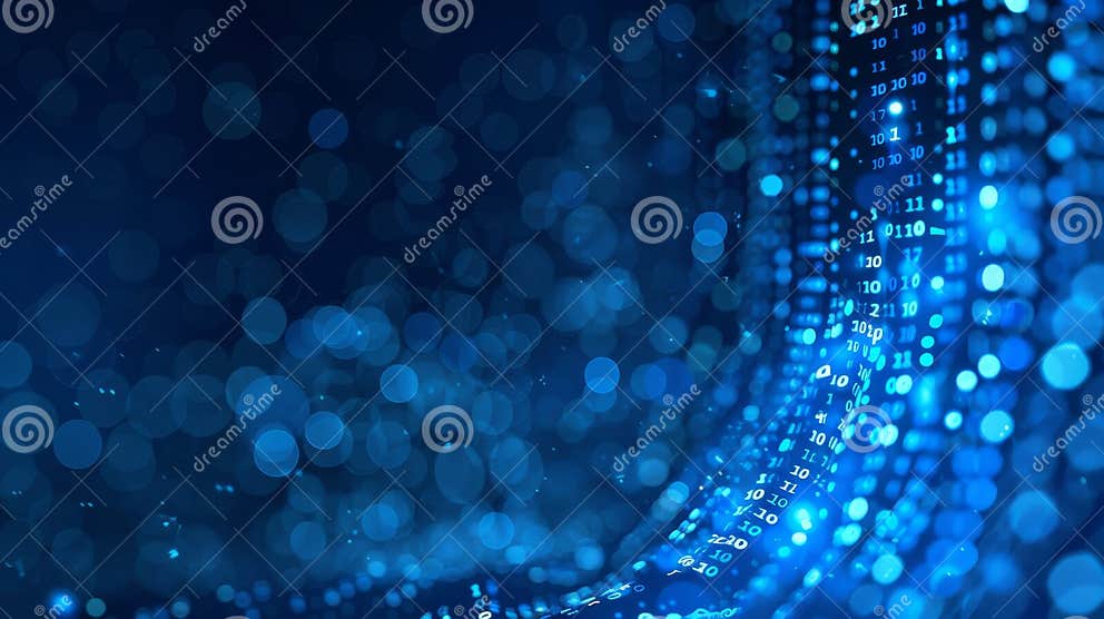 Abstract Blue Background, Stream of Binary Code, Data Flow, Big Data Concept, Technology ...
