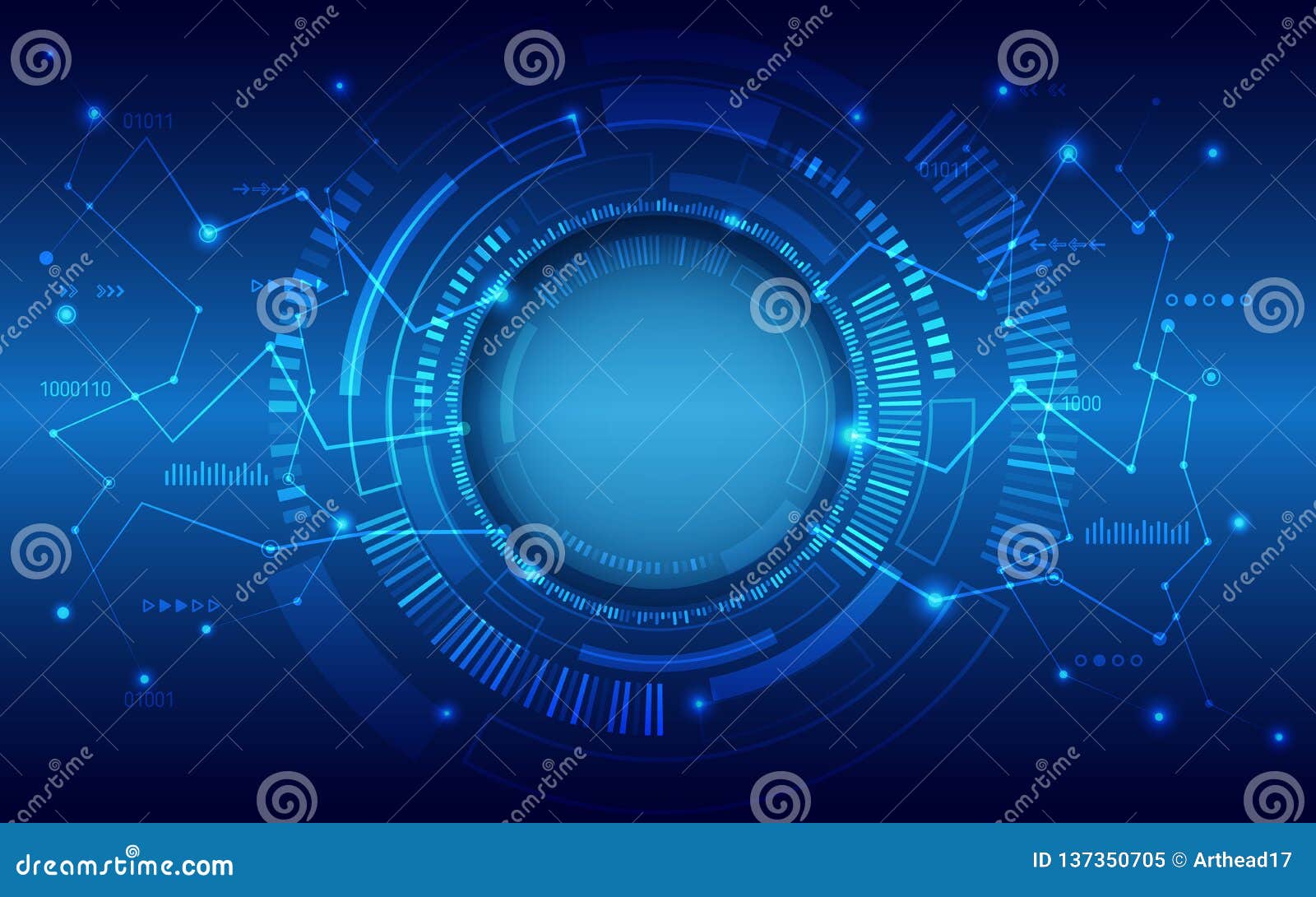 Abstract Blue Background with Various Technology Elements Stock Vector ...
