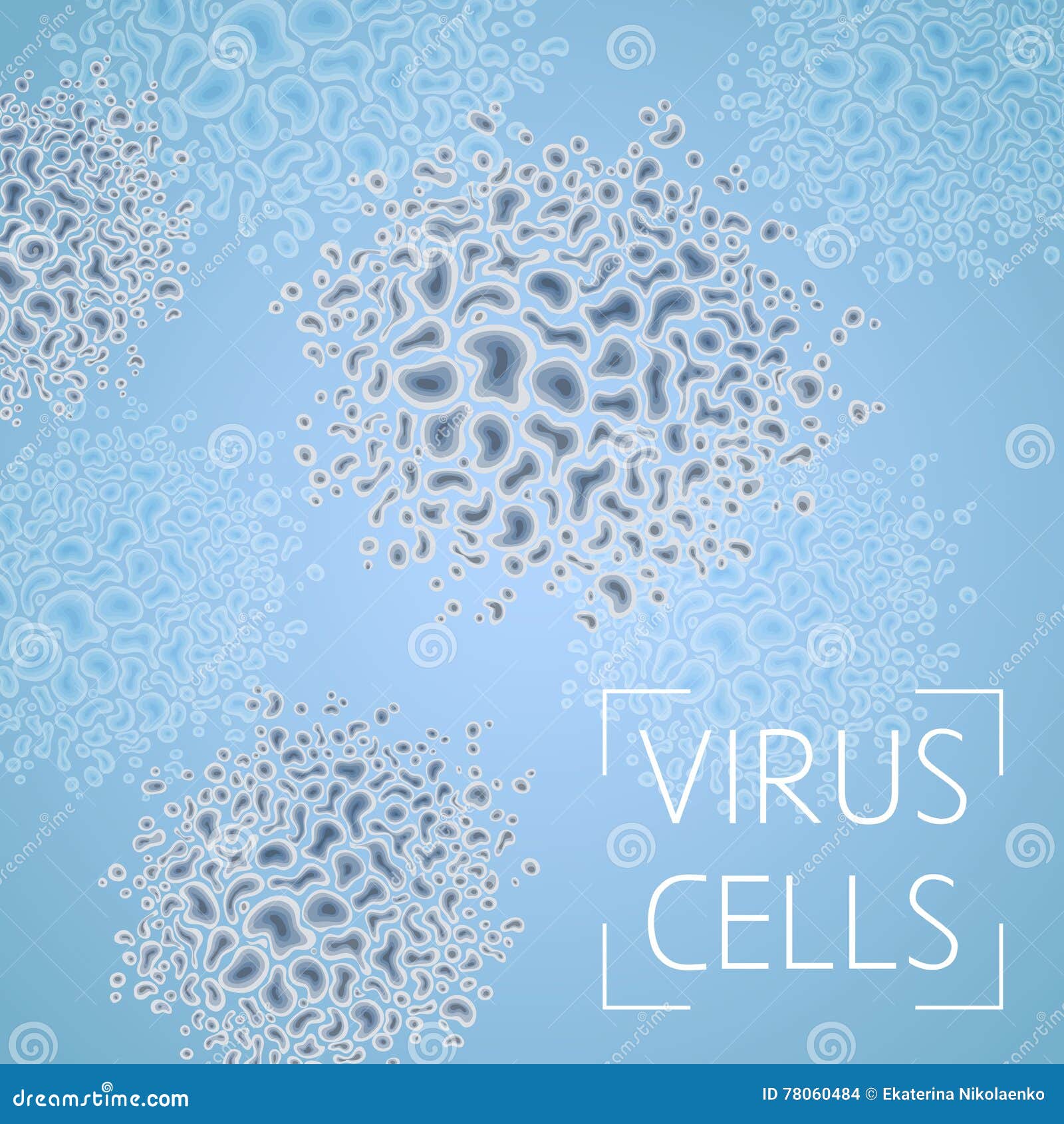 Abstract Blue Background with Virus Cells. Stock Vector - Illustration ...