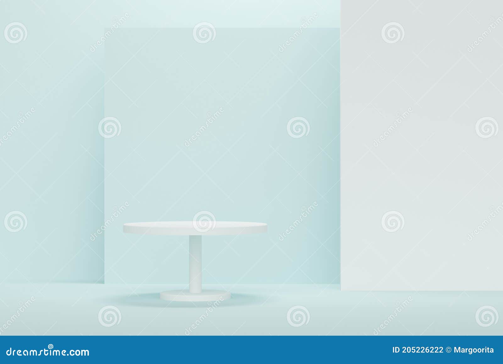Abstract Blue Background with Wall and Table. 3d Rendering Stock ...