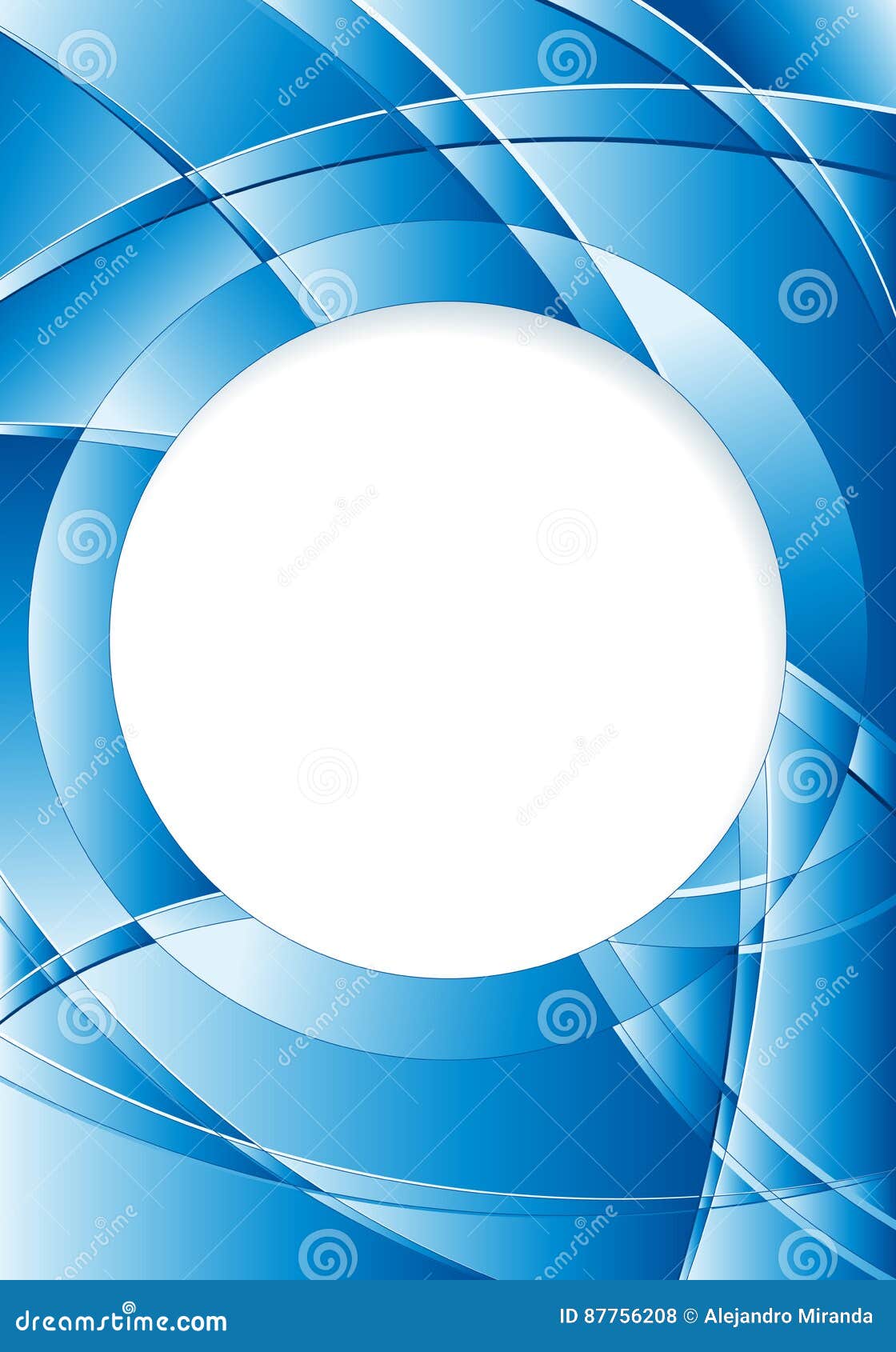 Abstract Blue Background with Waves and a White Circle in the Middle To ...