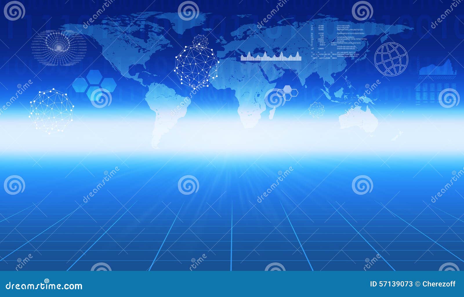 Abstract Blue Background with World Map Stock Illustration ...