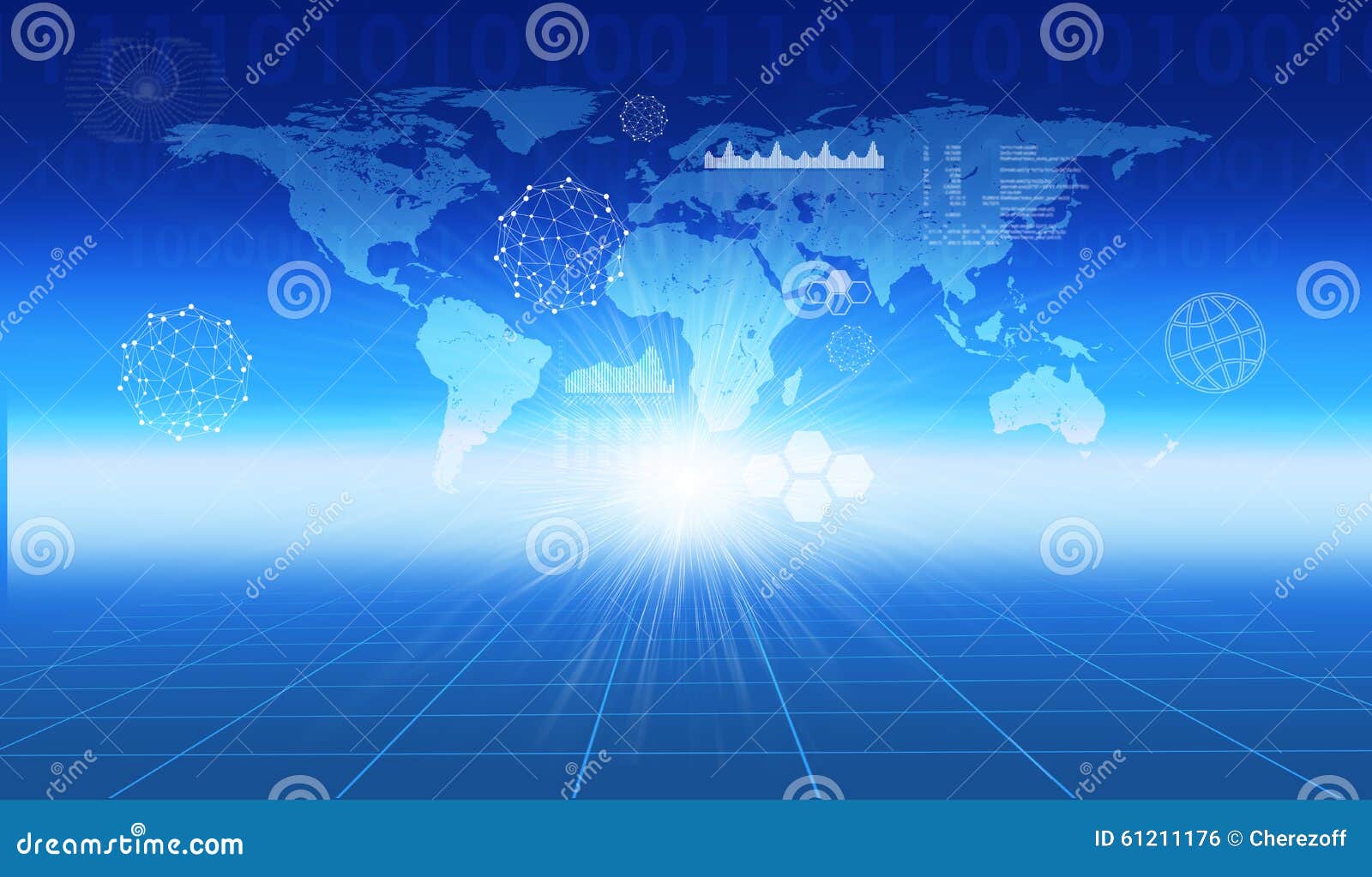 Abstract Blue Background with World Map Stock Illustration ...