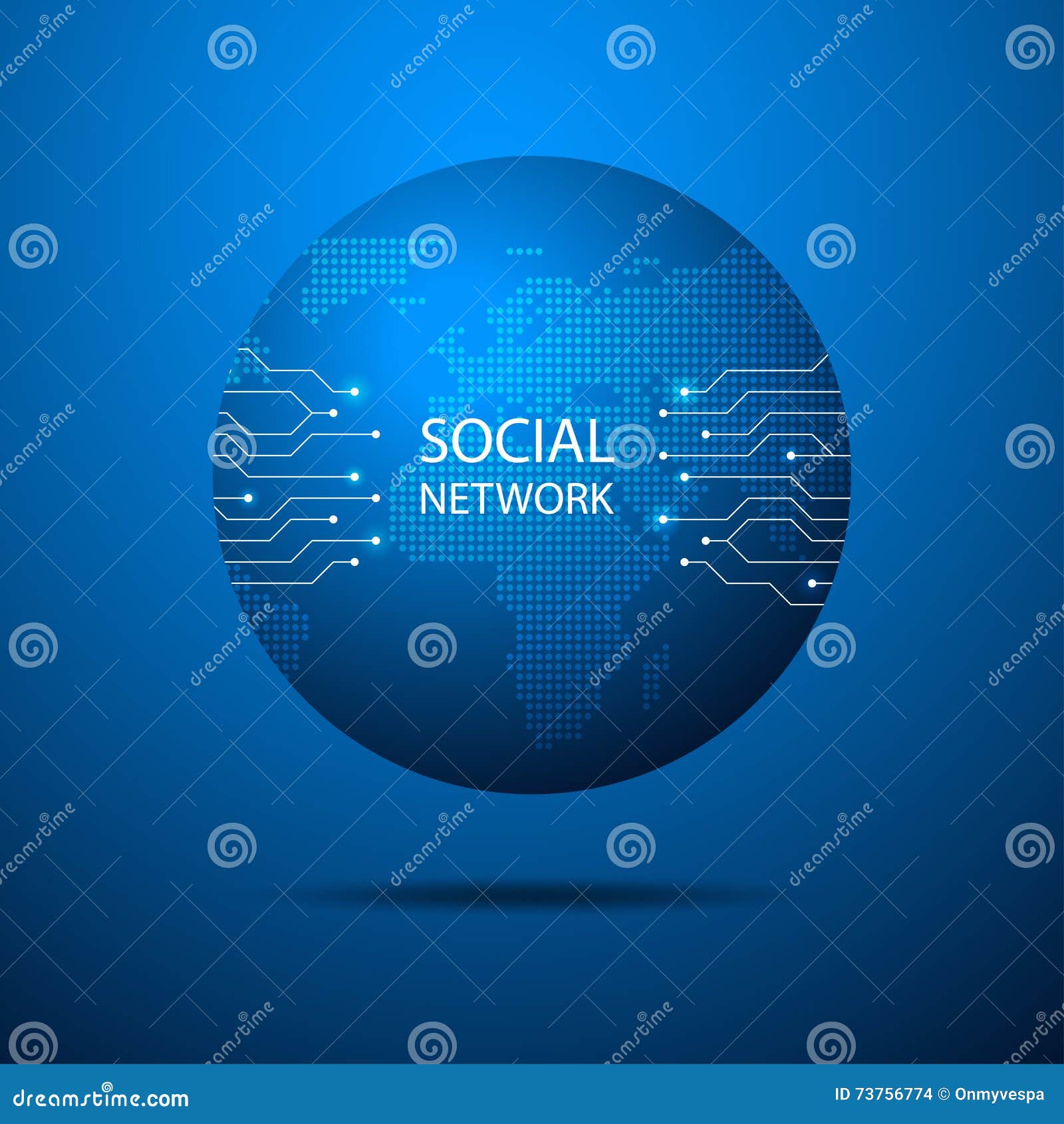 Abstract Blue Background with World Map, Internet Line and Connected ...