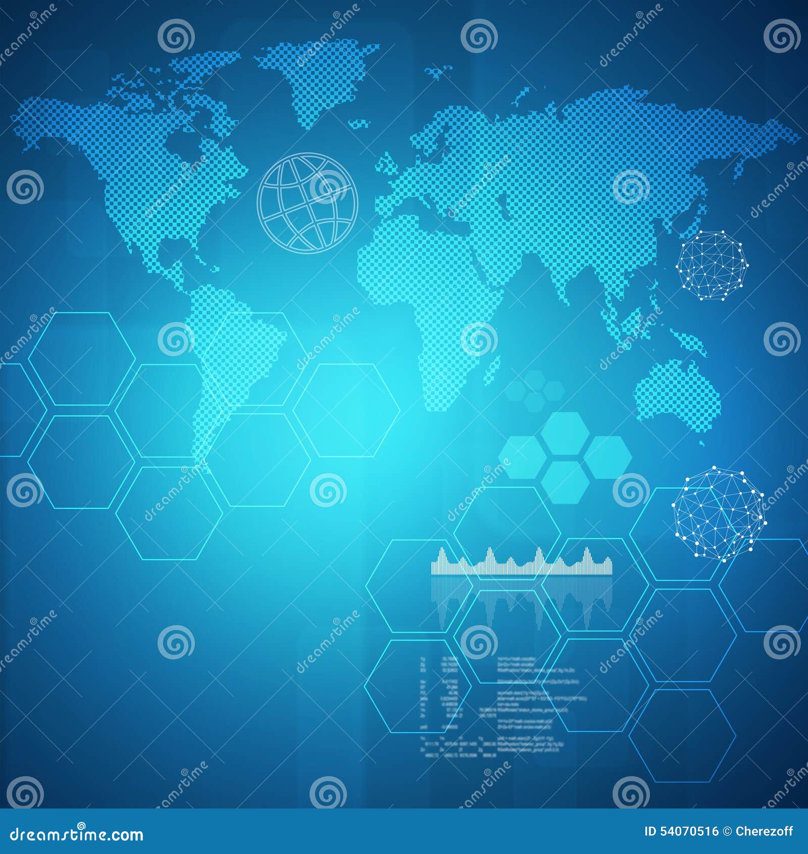 Abstract Blue Background with World Map Stock Illustration ...