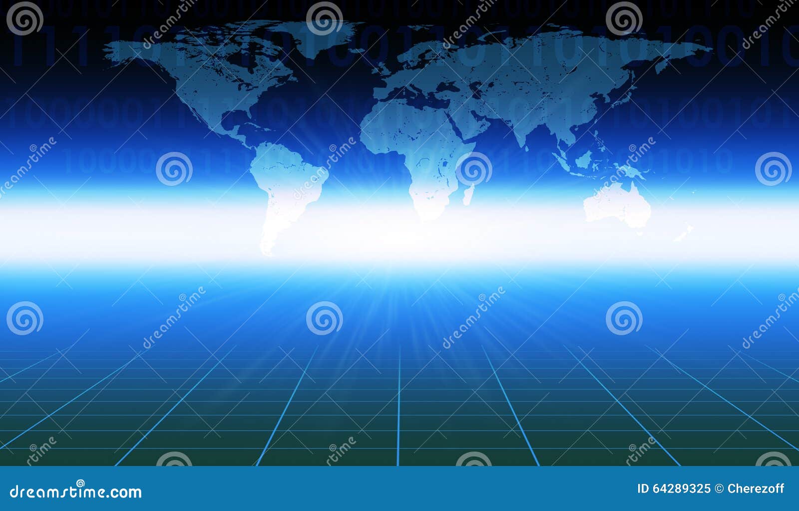 Abstract Blue Background with World Map Stock Illustration ...