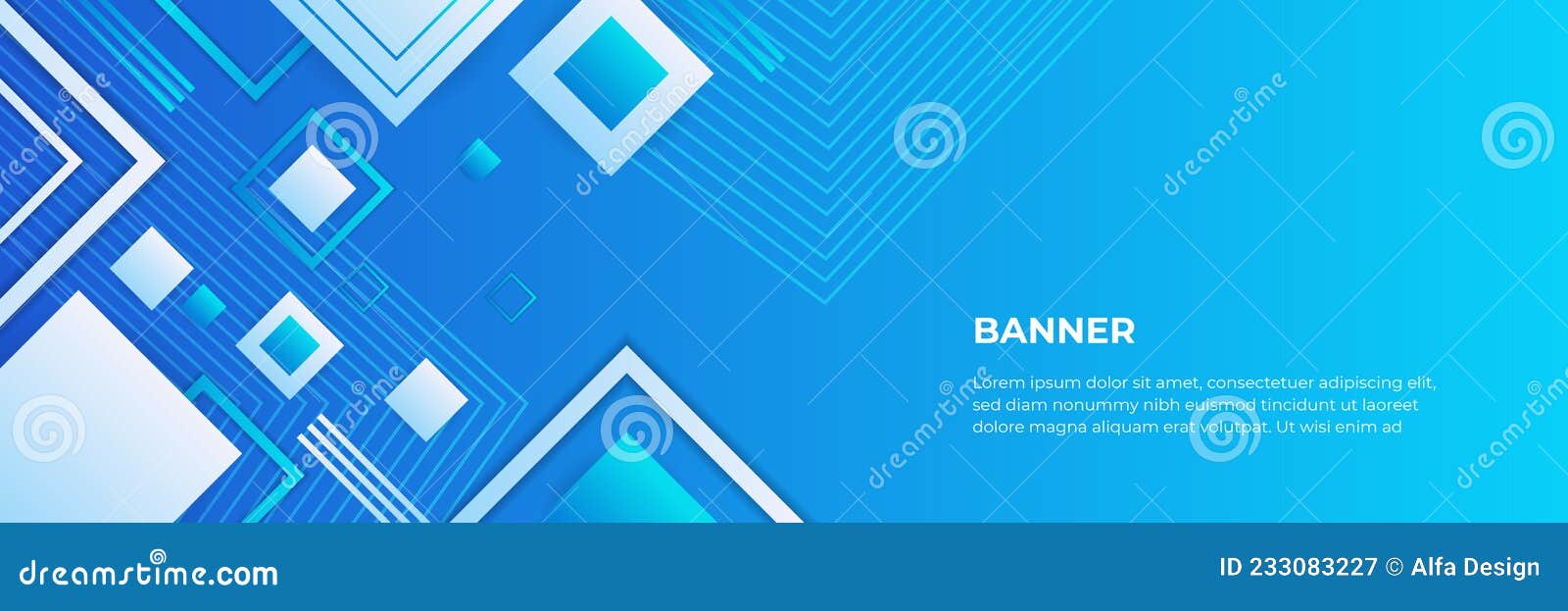 Abstract Blue Banner Template with Rectangle Box Overlapping Theme ...