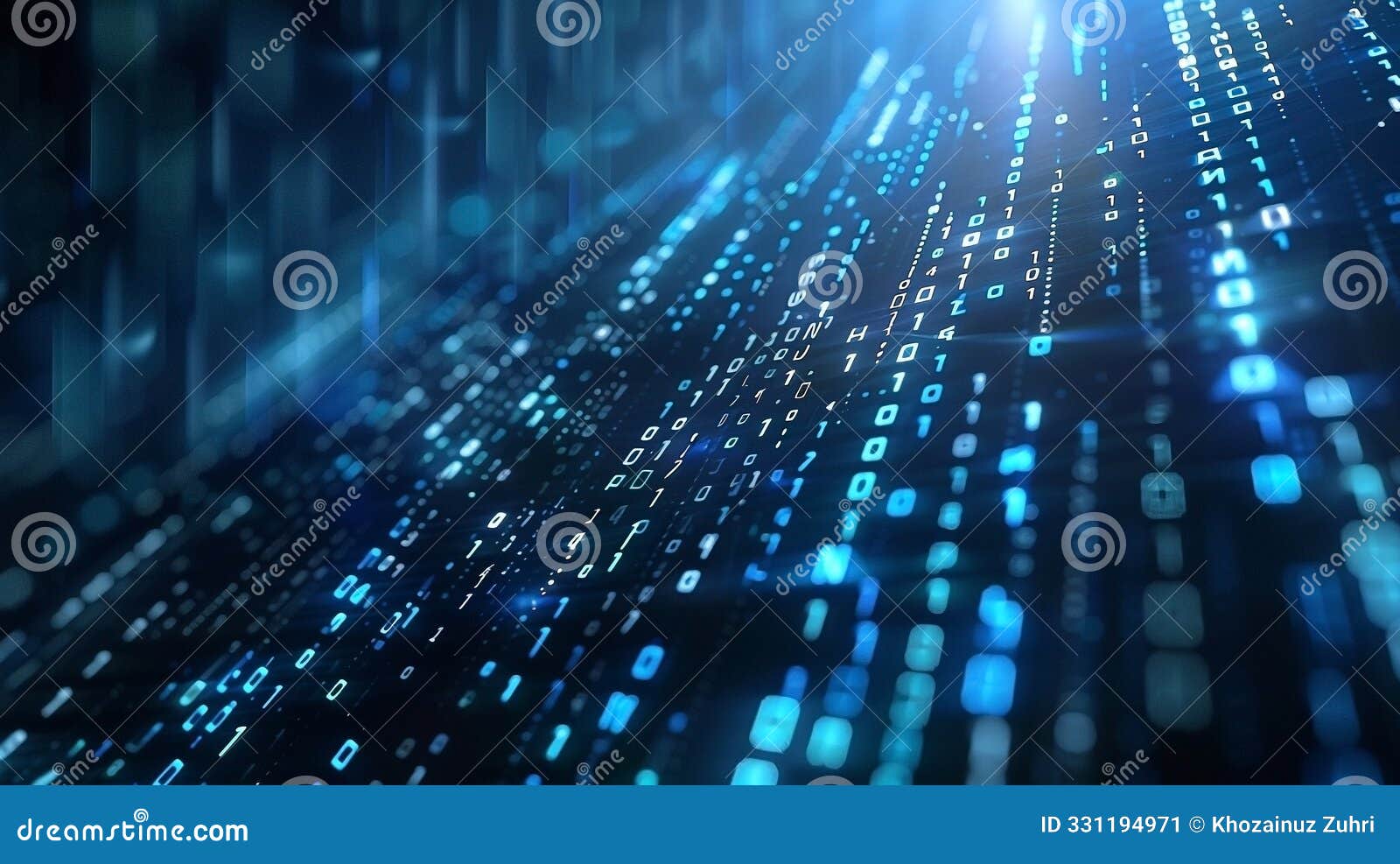 Abstract Blue Binary Code Background With Glowing Digits - Digital Technology Concept Royalty ...