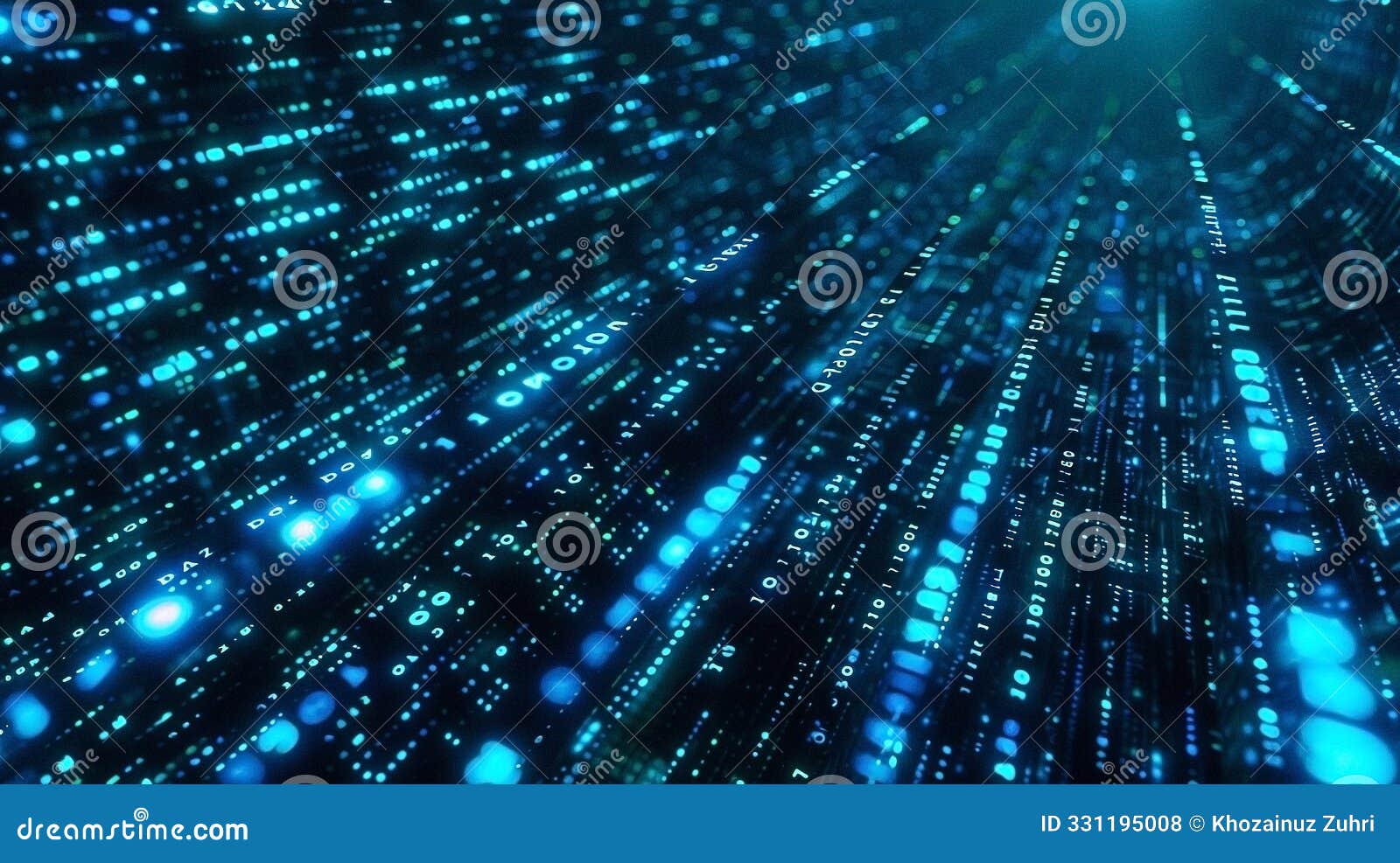 Abstract Blue Binary Code Background With Glowing Digits - Digital Technology Concept Royalty ...