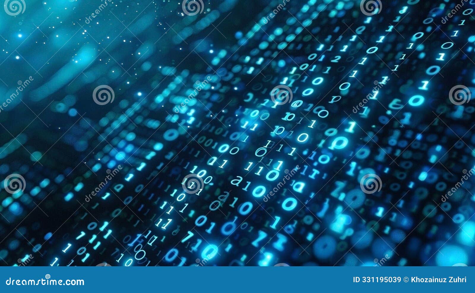 Abstract Blue Binary Code Background With Glowing Digits - Digital Technology Concept Stock ...