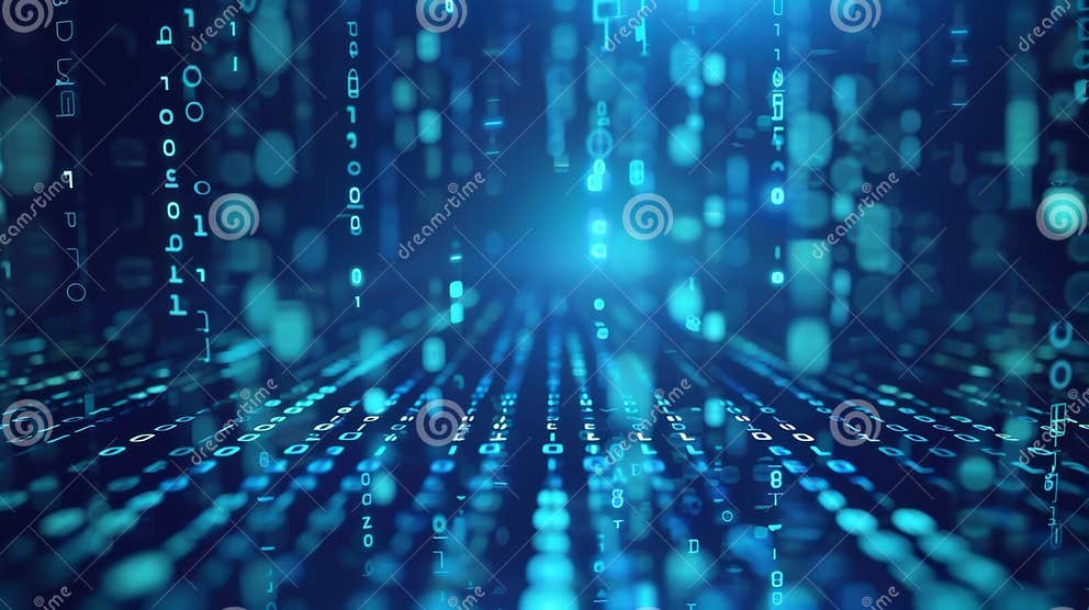 Abstract Blue Binary Code Stream in Digital Space Stock Image - Image of data, abstract: 343101663