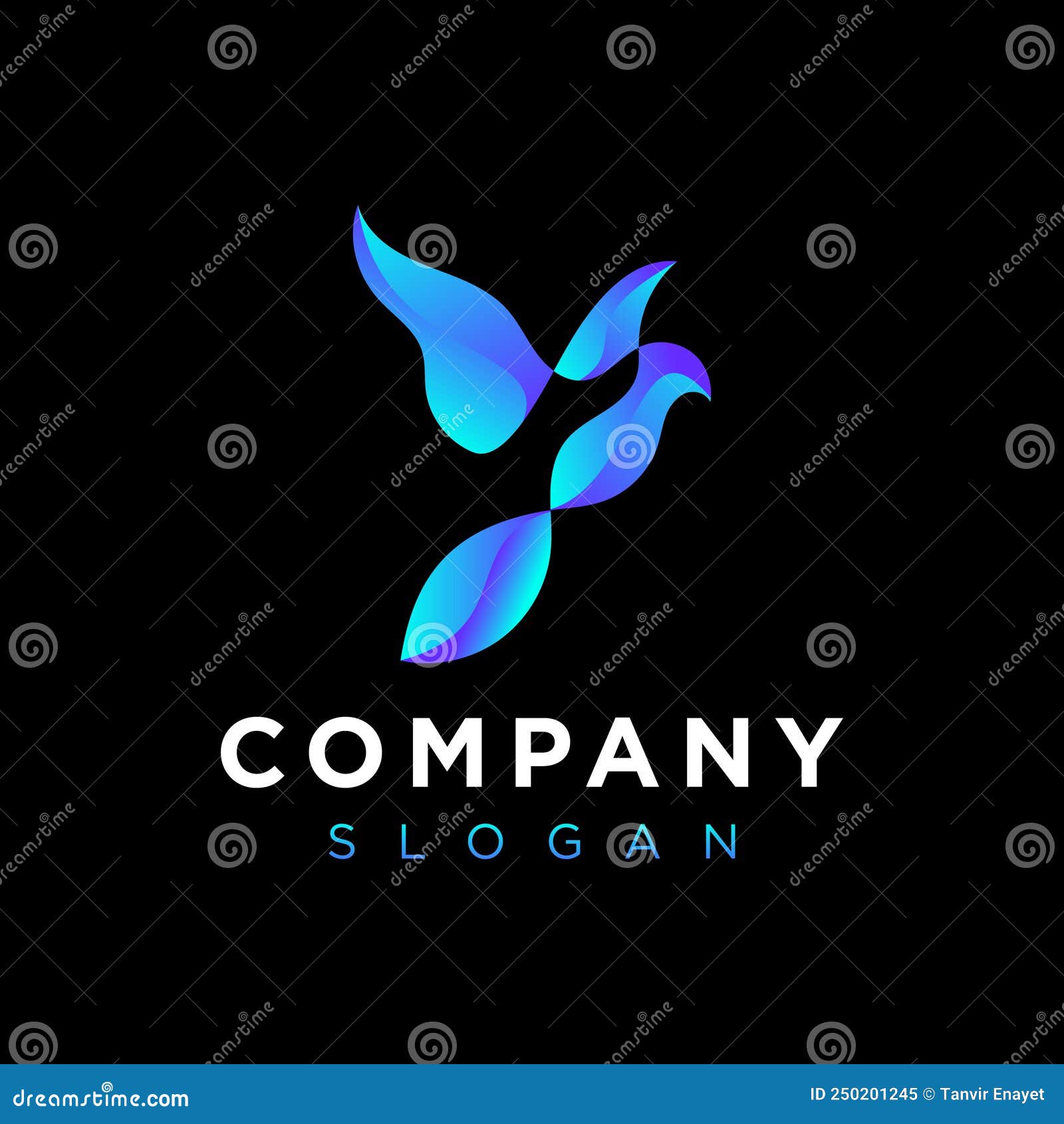Abstract Blue Bird Simple Logo Design Stock Vector - Illustration of ...