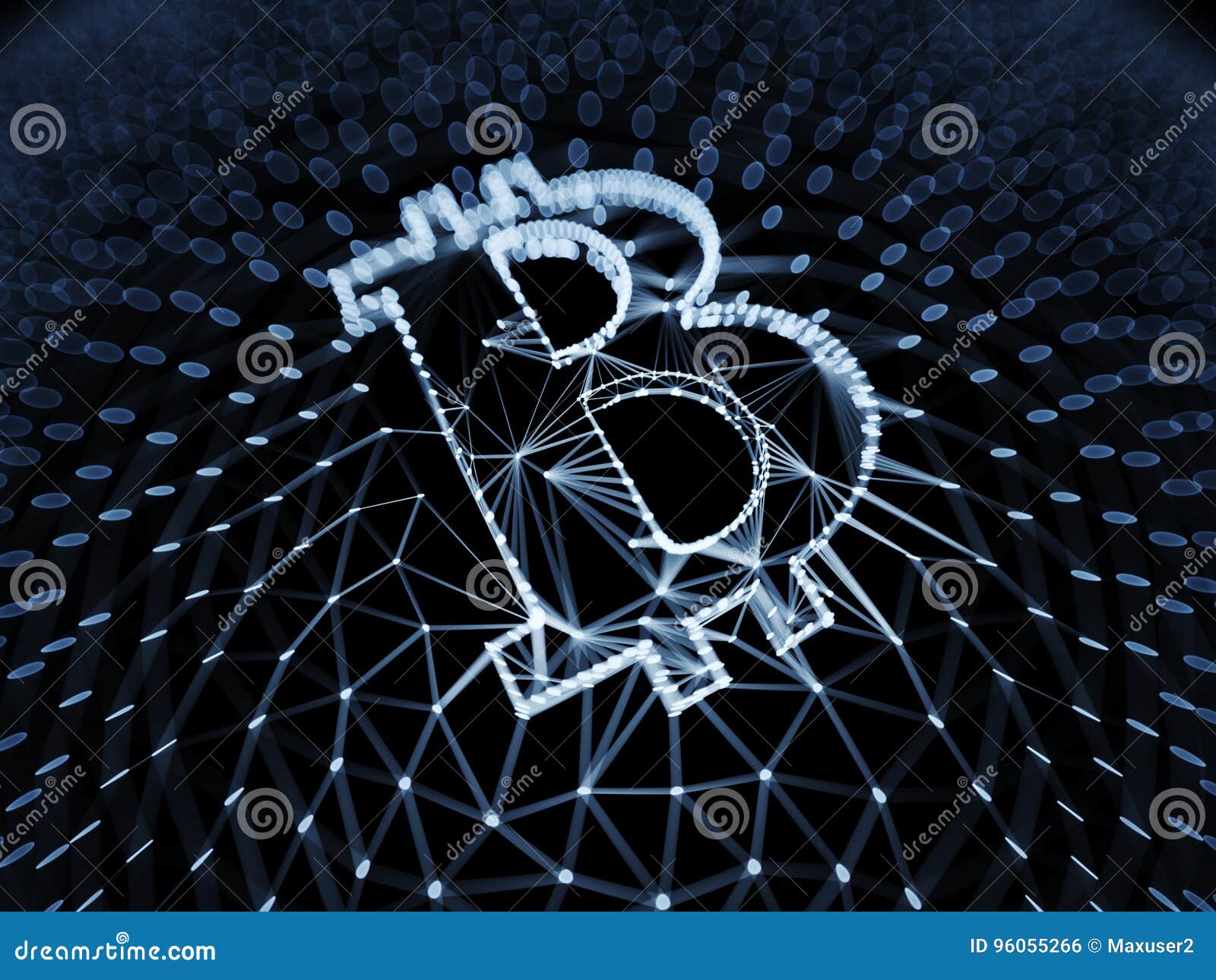 Abstract Blue Bitcoin Sign Built As an Array of Transactions in ...