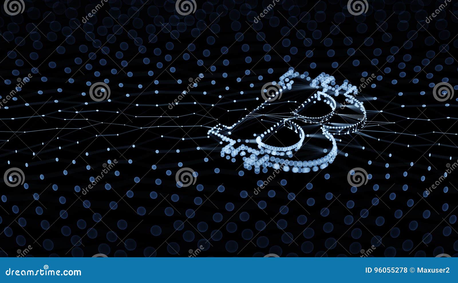 Abstract Blue Bitcoin Sign Built As an Array of Transactions in ...