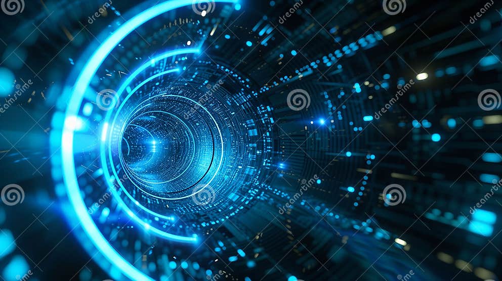 Abstract Blue and Black Background with Circles Stock Illustration ...