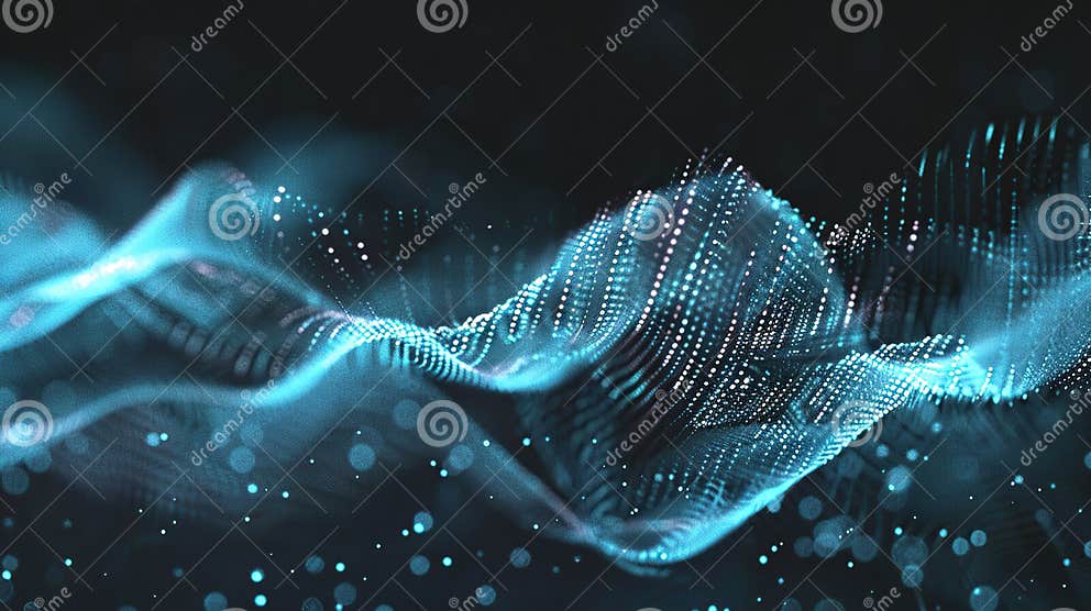 Abstract Blue and Black Digital Wave Stock Illustration - Illustration ...