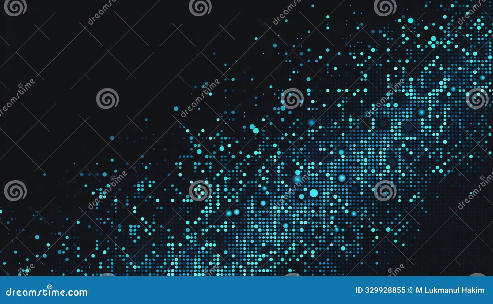 Abstract Blue and Black Dot Pattern Background with Glowing Lights ...