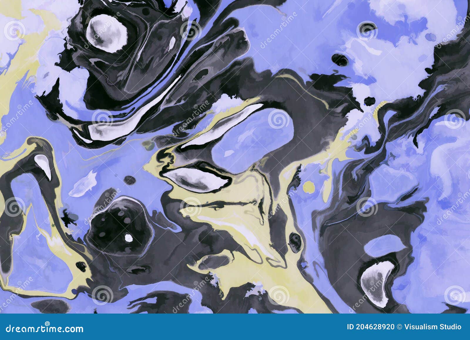 Abstract Blue and Black Marble Texture Pattern Natural Watercolor ...