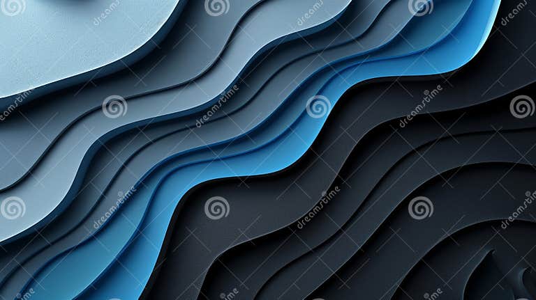 Abstract Blue and Black Wavy Layered Background Stock Illustration ...