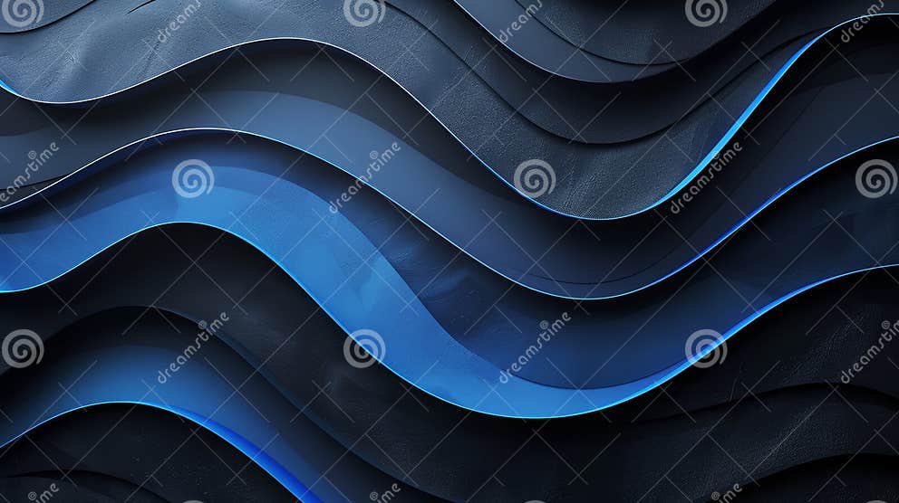 Abstract Blue and Black Wavy Pattern Background Stock Illustration ...