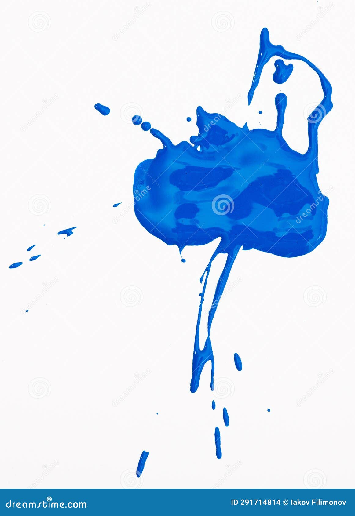 Blue blot with splashes stock photo. Image of flowing - 291714814