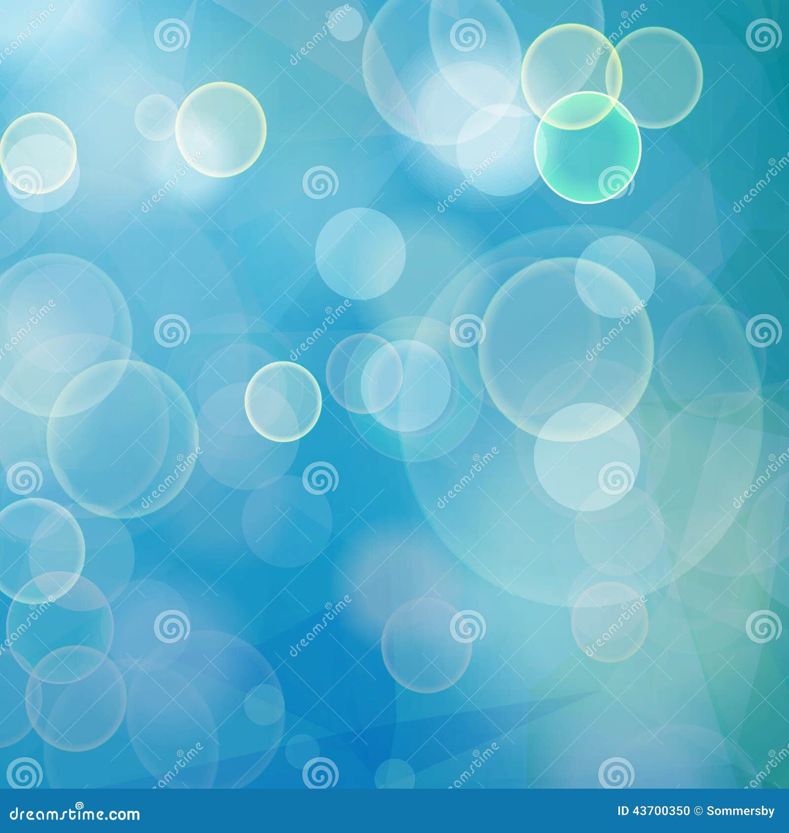 Abstract Blue Bokeh Geometric Background With Bubbles And Triangular ...