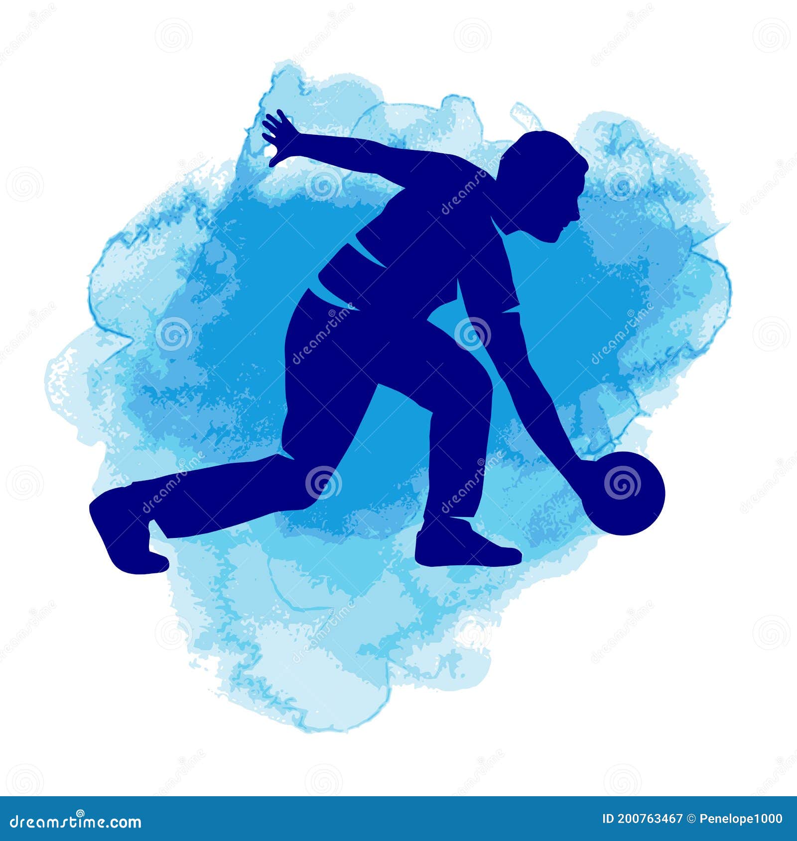 Abstract Blue Bowling Player Graphic in Vector Quality. Stock Vector ...