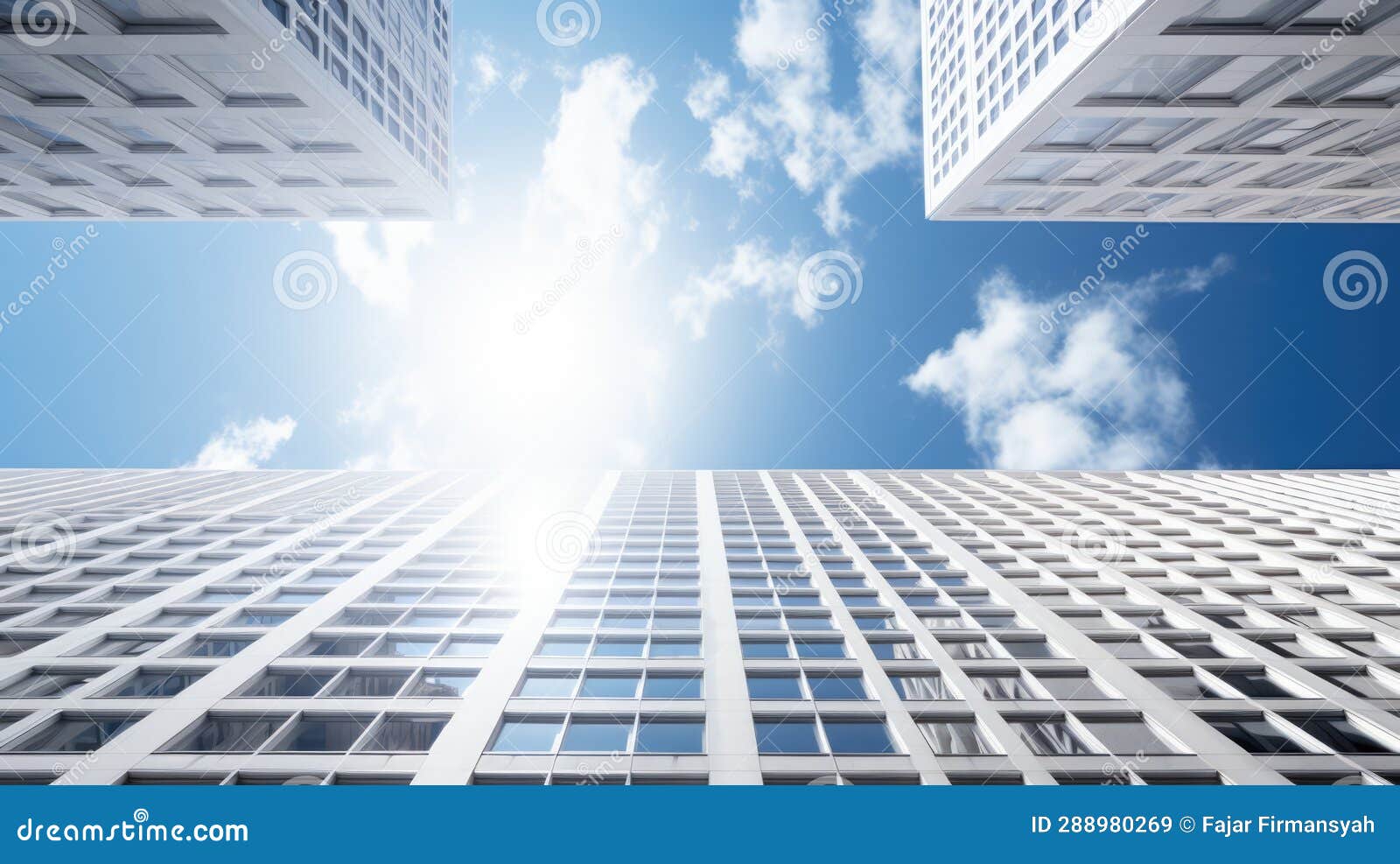 Abstract Blue Building Skyscraper Under Sky Stock Illustration ...