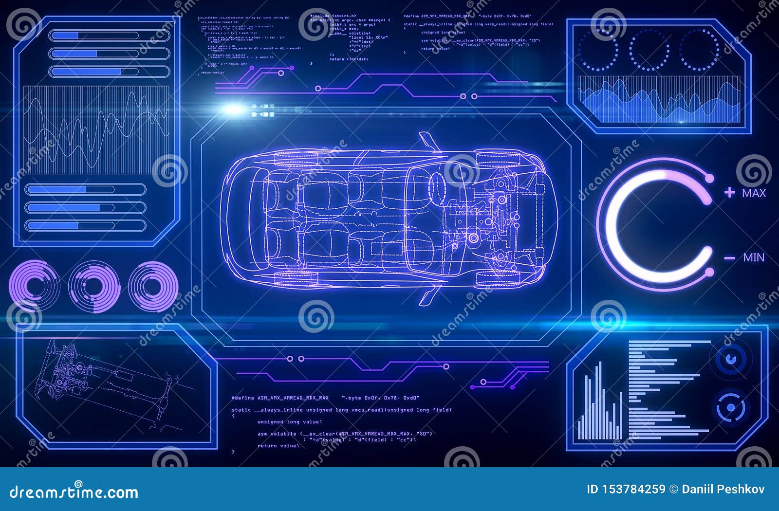 Abstract Blue Car Interface Backdrop Stock Illustration - Illustration ...