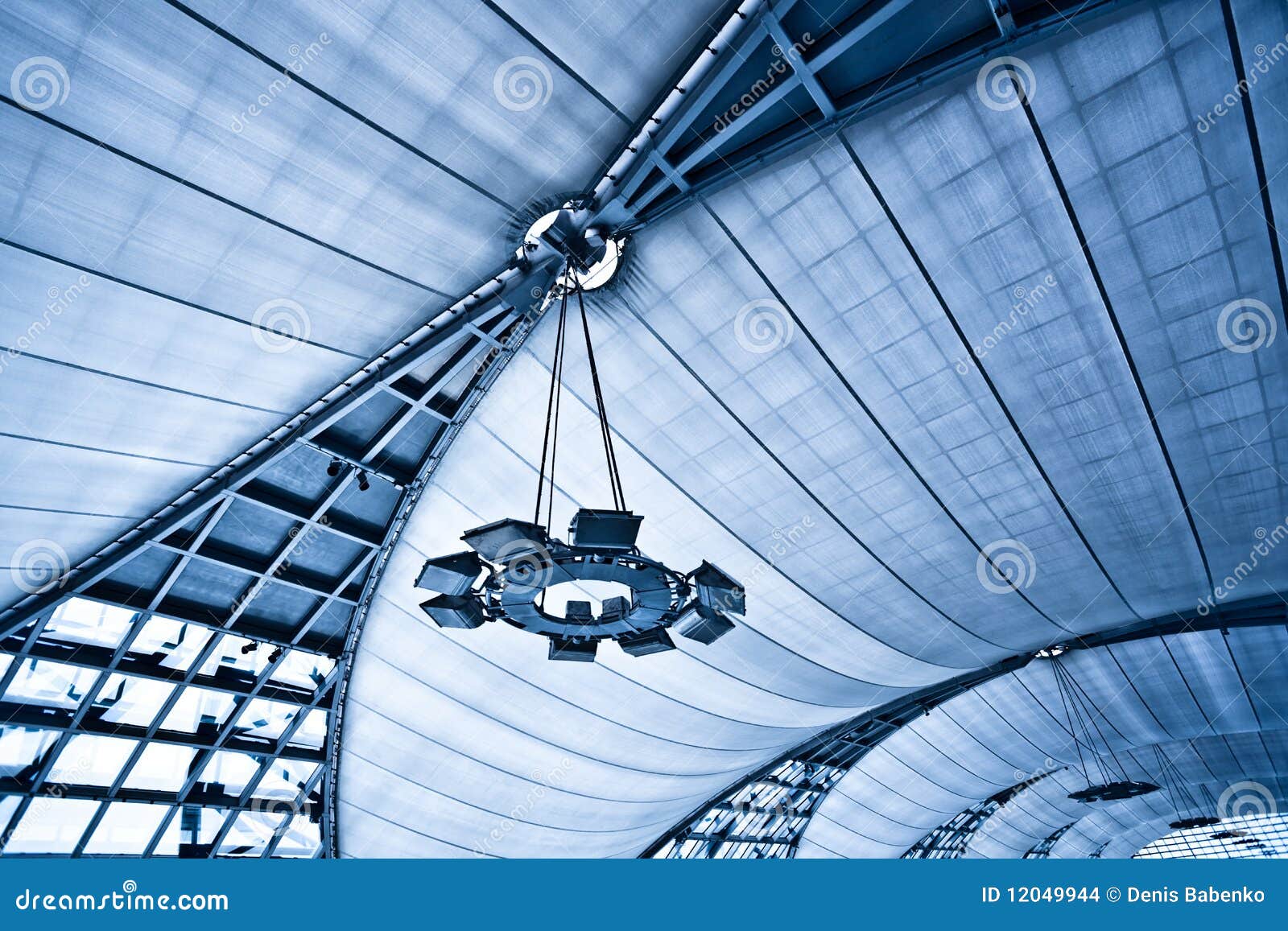 Abstract Blue Ceiling with Lamps Stock Photo - Image of abstract ...