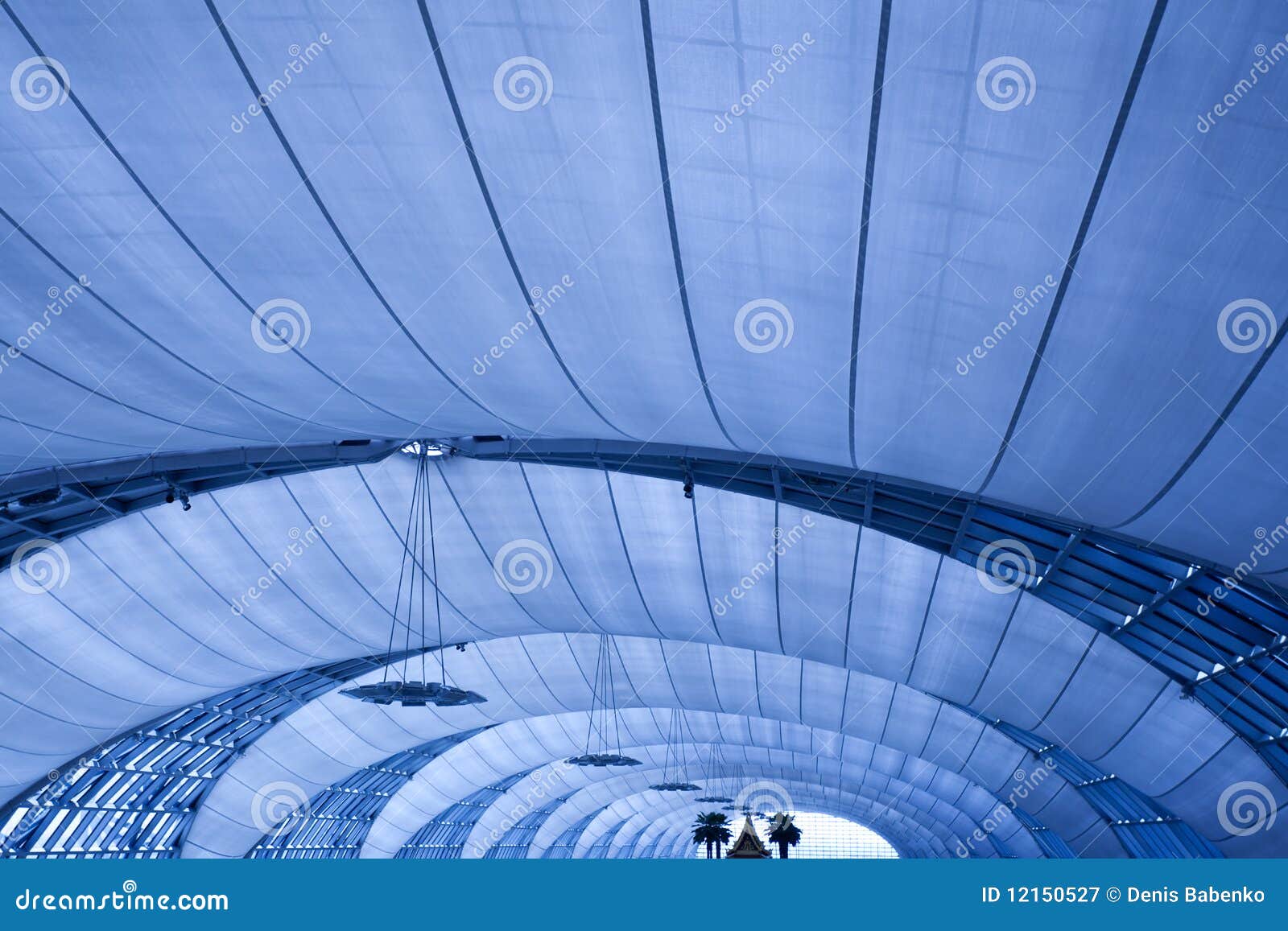 Abstract Blue Ceiling with Lamps Stock Image - Image of airport, mall ...