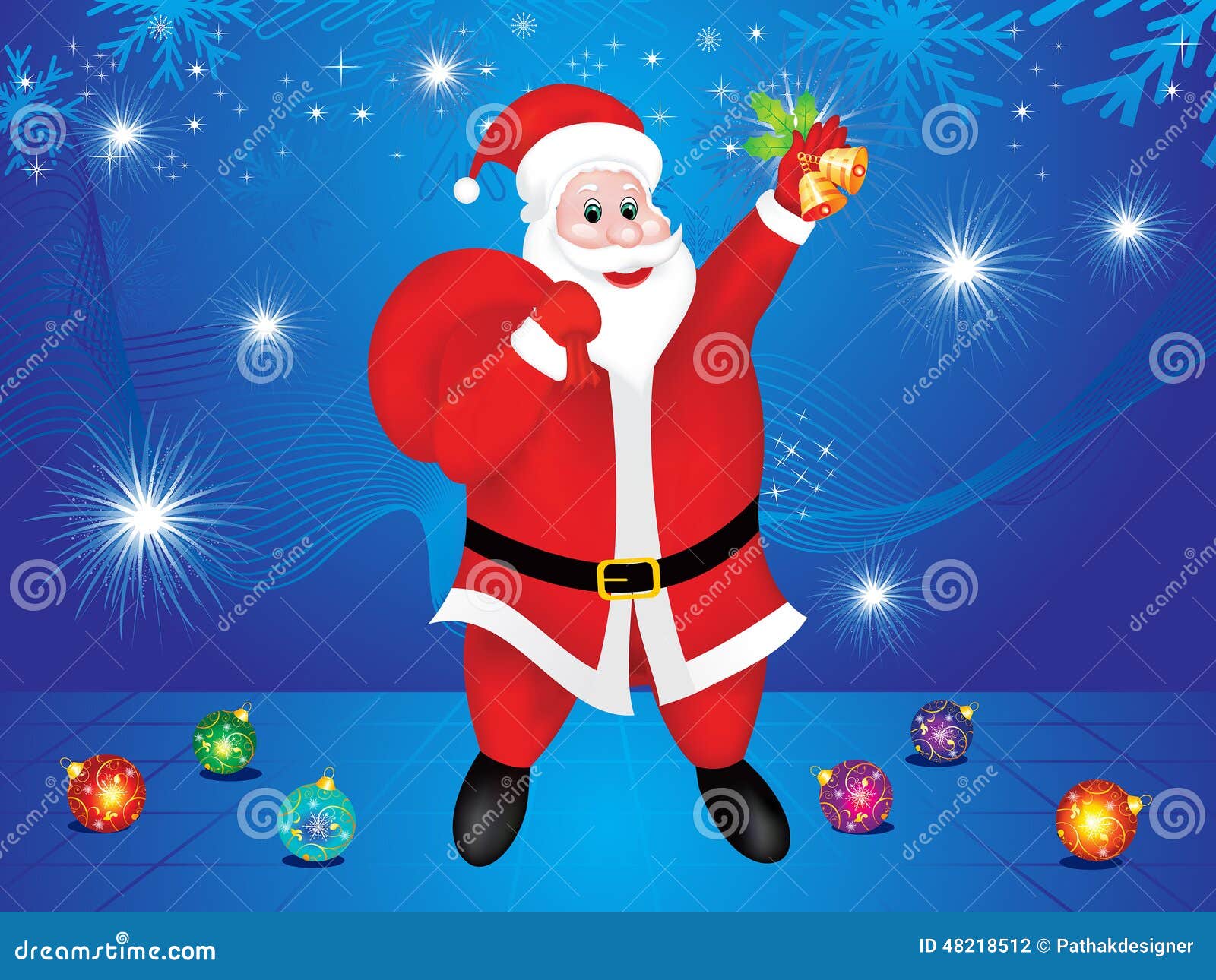 Abstract Blue Christmas Background Wtih Santa Stock Vector ...